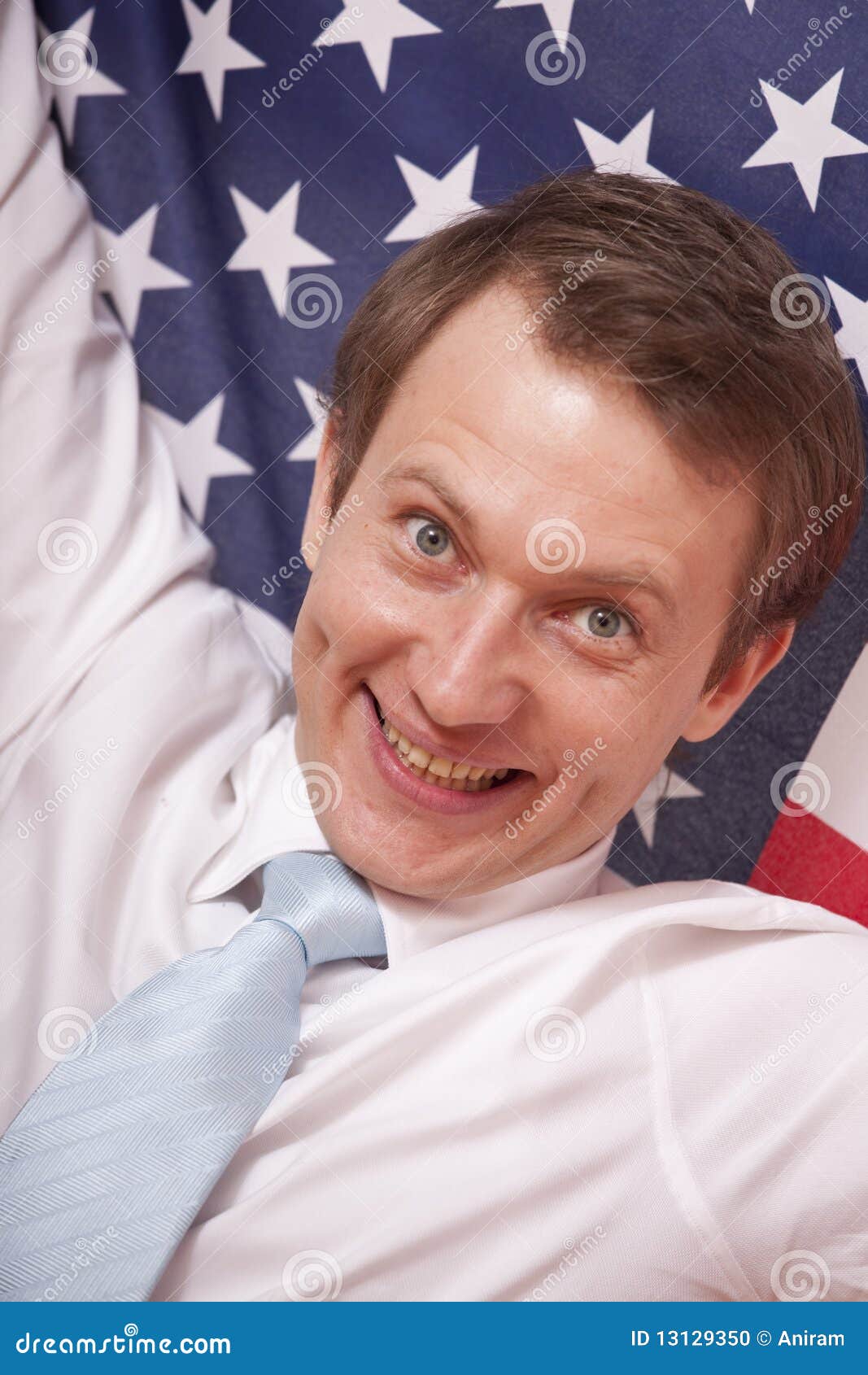 Fanatic Man with American Flag Stock Photo - Image of happy ...