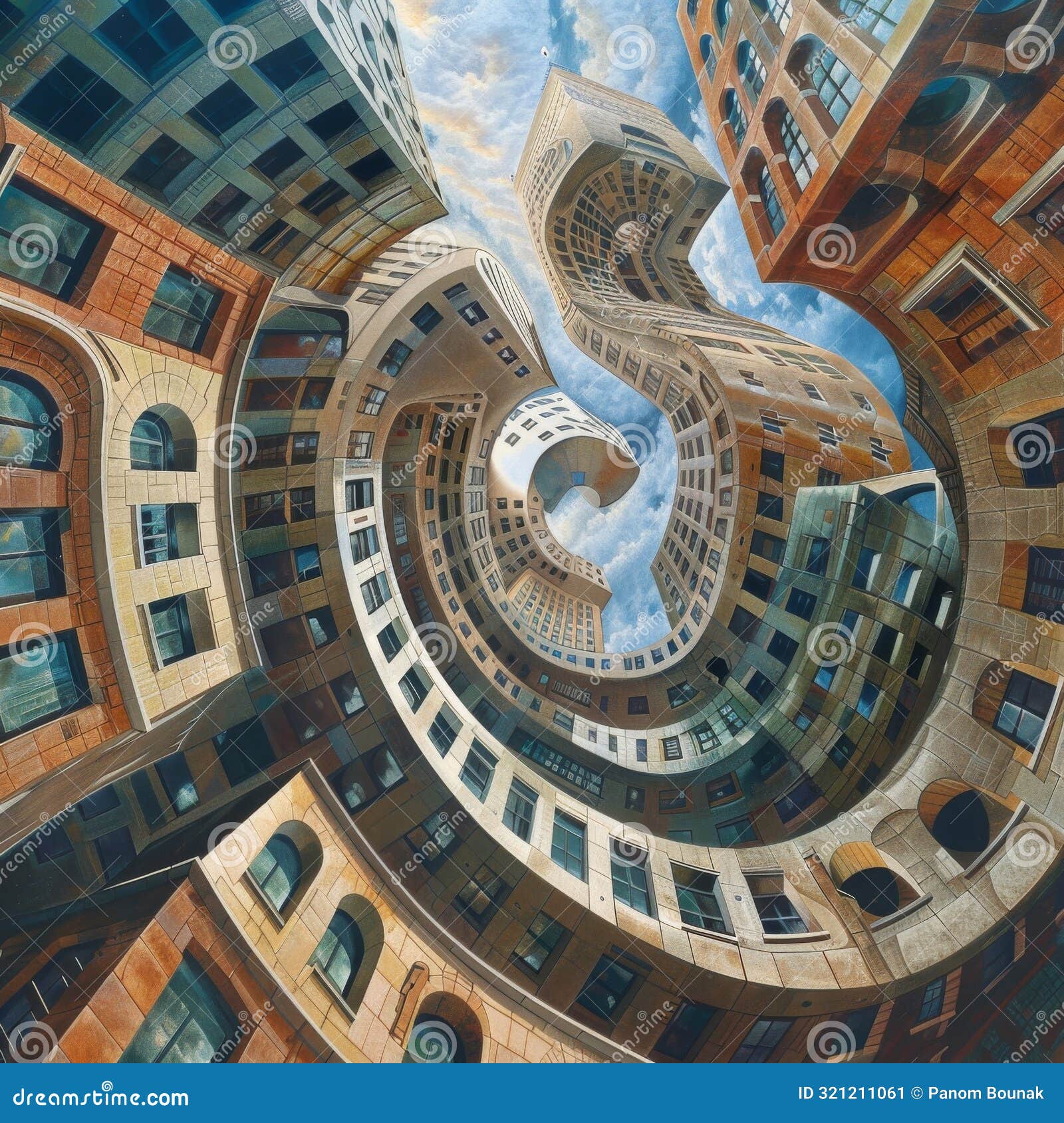 A Fanciful Urban Landscape with Structures Twisted and Turned To ...