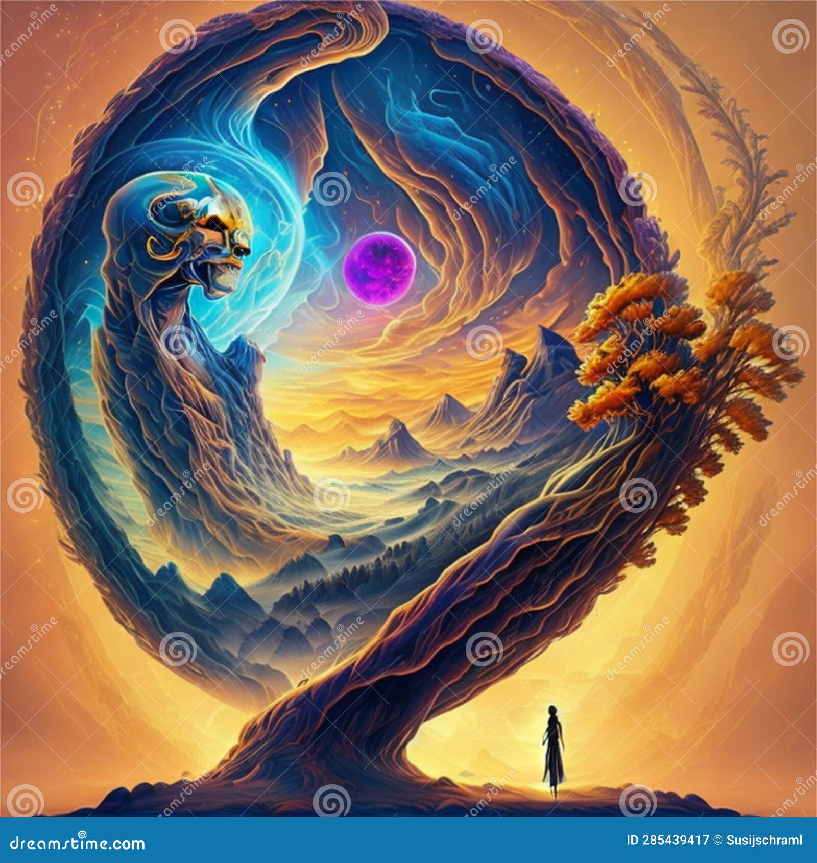 Woman Standing in Front of Fantasy World Like a Hallucination AI ...