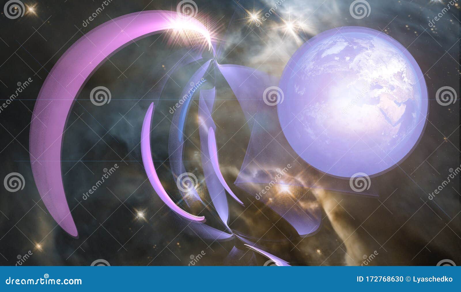 Fancy Abstract Drawing, on a Dark Background Stock Illustration ...