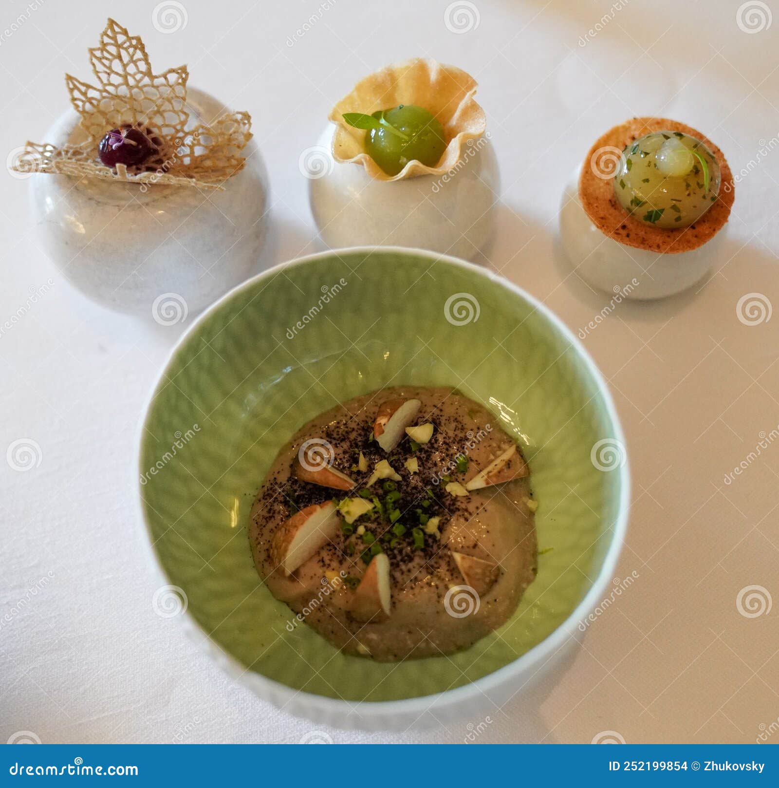 Fancy Appetizers in Gourmet French Restaurant Stock Photo - Image of ...