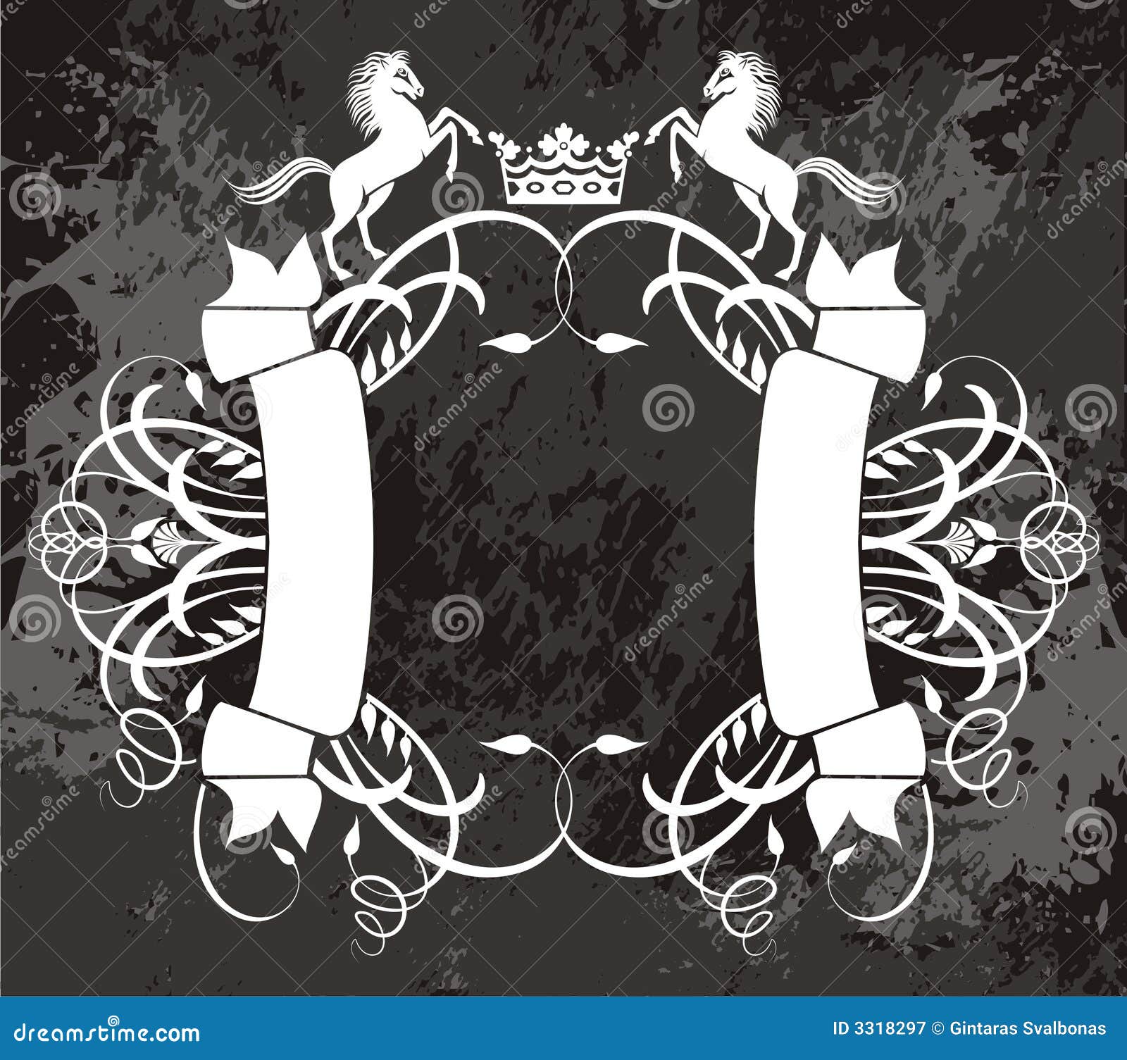 Fancy banner with horses stock vector. Illustration of black - 3318297