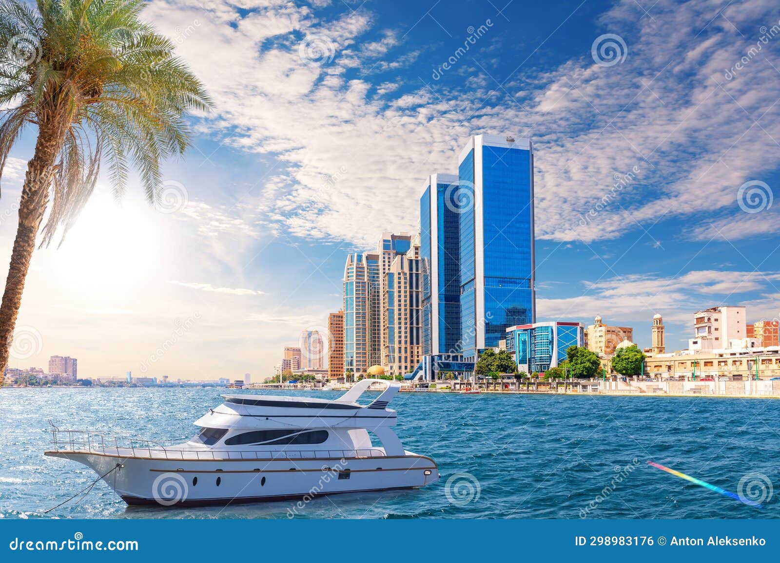 Fancy Boat in ACairo Harbour, Beautiful Nile Scenery, Egypt Stock Photo ...