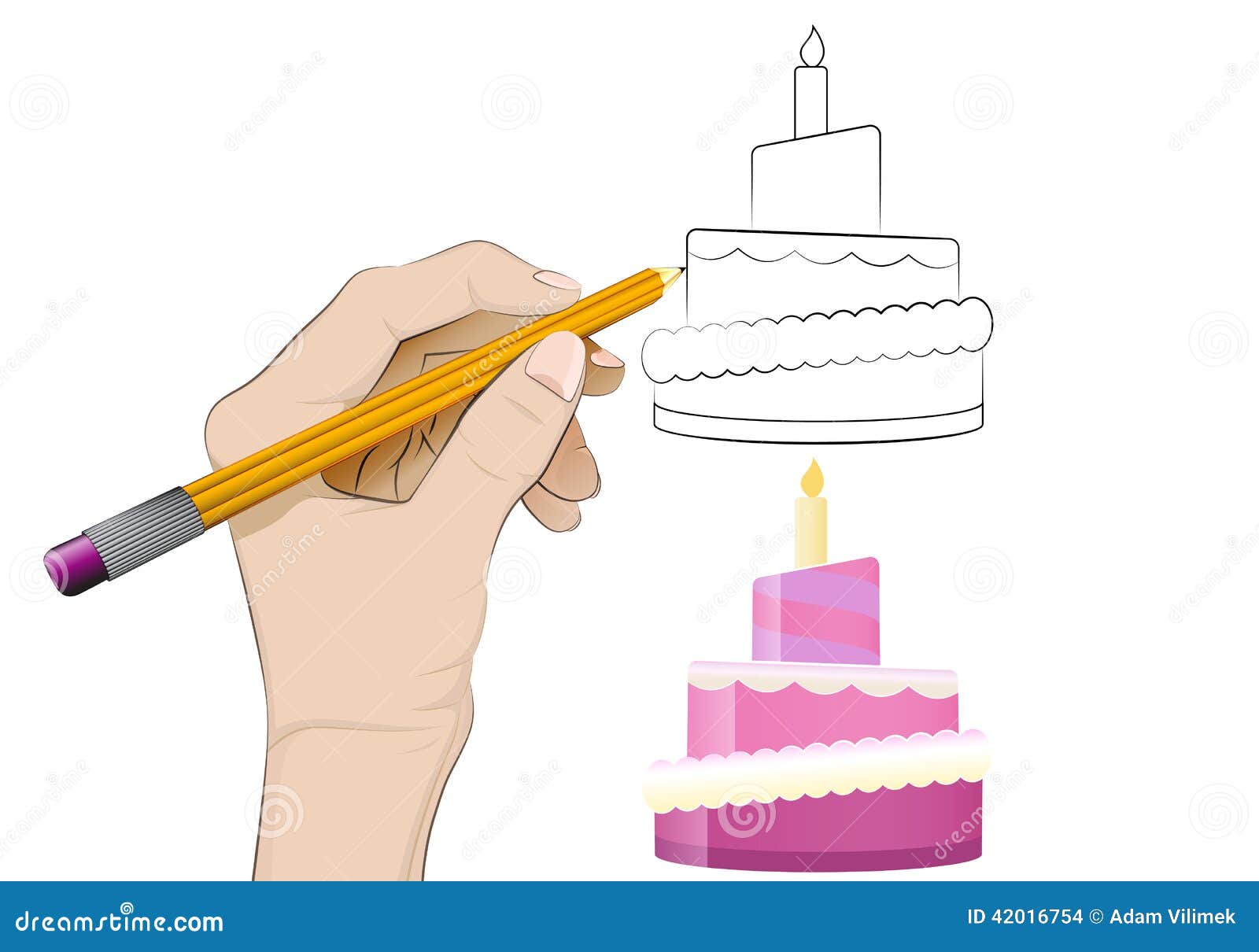 Fancy Cake As Isolated Human Hand Drawing Vector Stock Vector ...