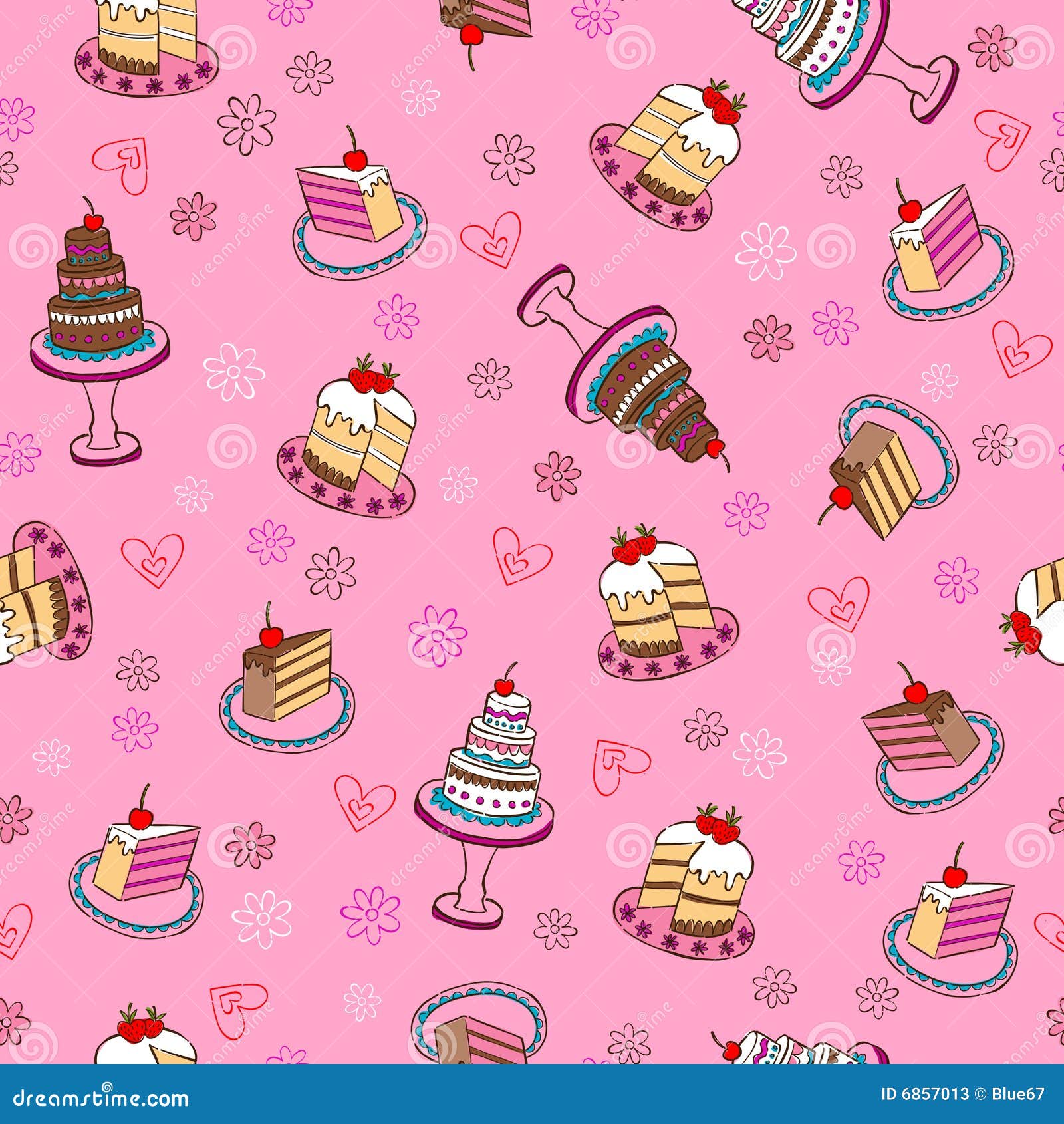 Fancy Cakes Seamless Repeat Pattern Stock Vector - Illustration of ...