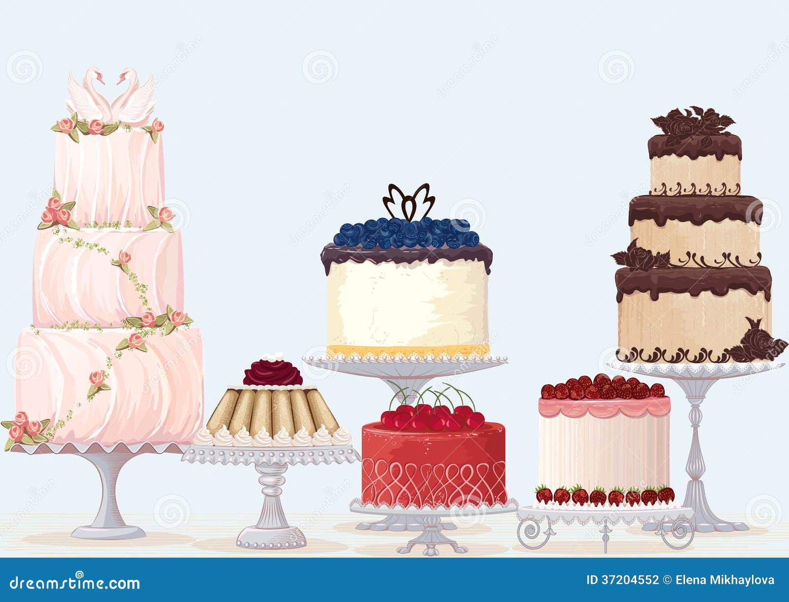 Fancy cakes stock vector. Illustration of bilberry, baking - 37204552