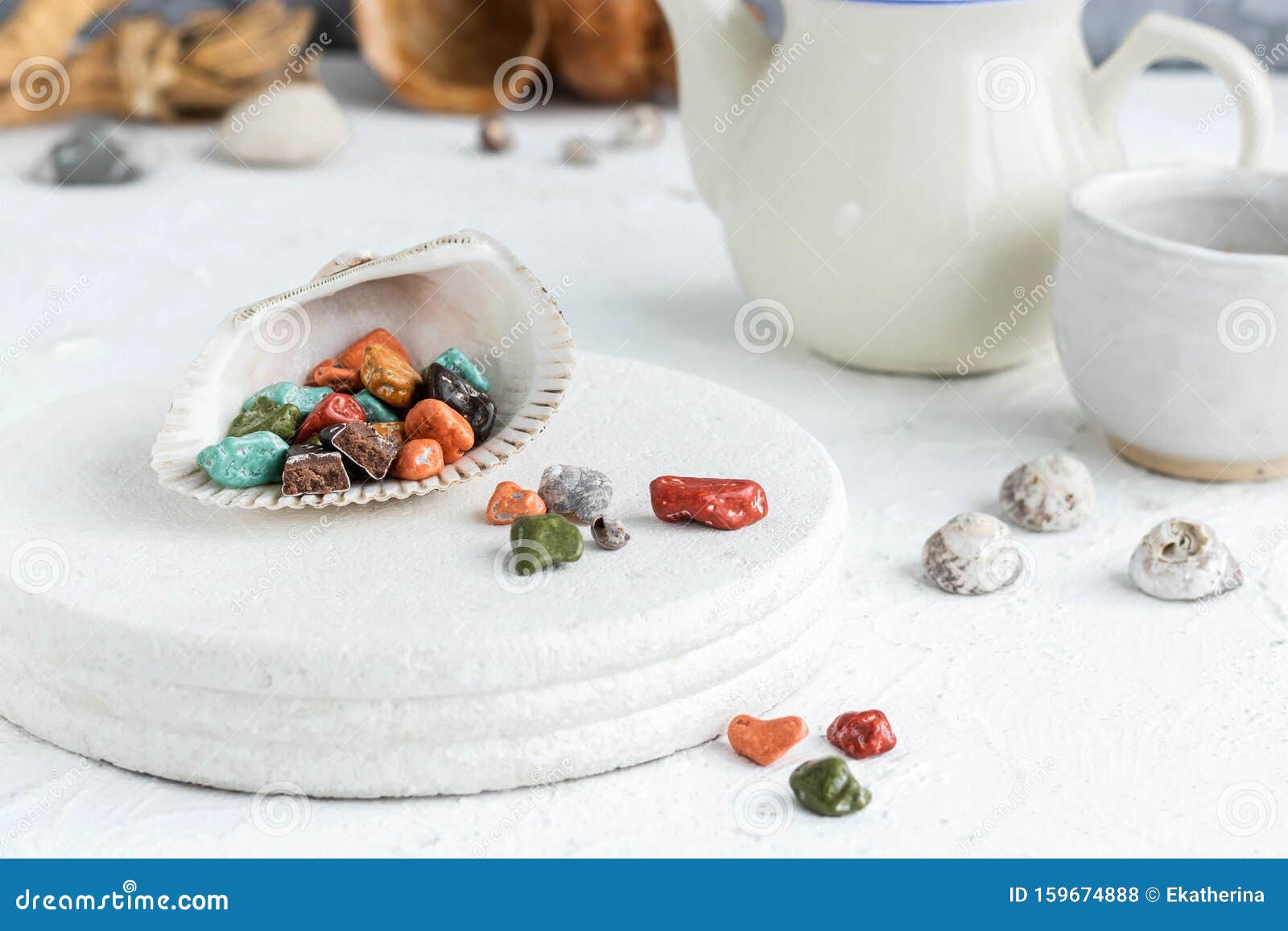 Fancy Chocolates in the Shape of Sea Pebbles Stock Photo - Image of ...