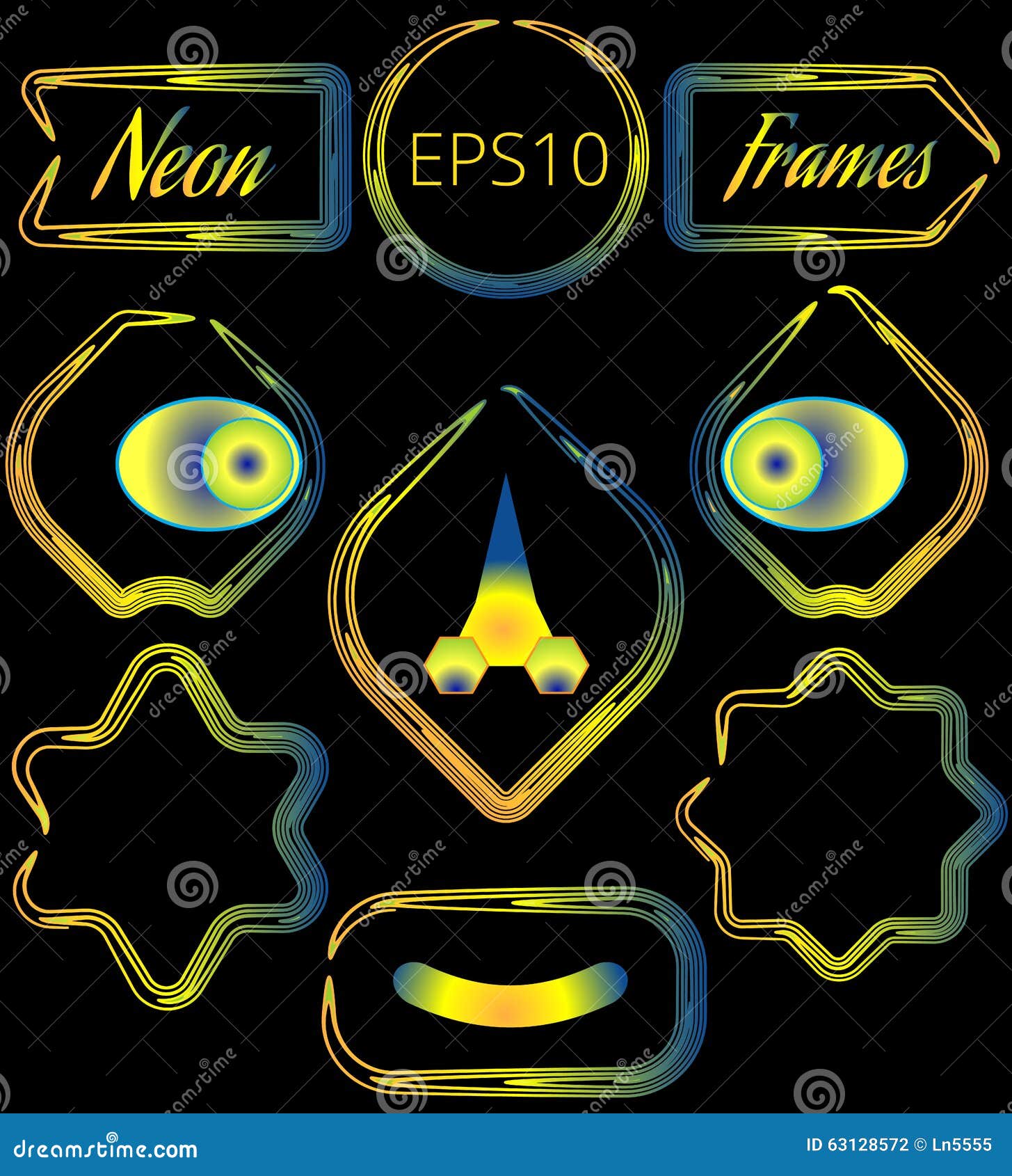 Fancy colorful neon frames stock vector. Illustration of line - 63128572
