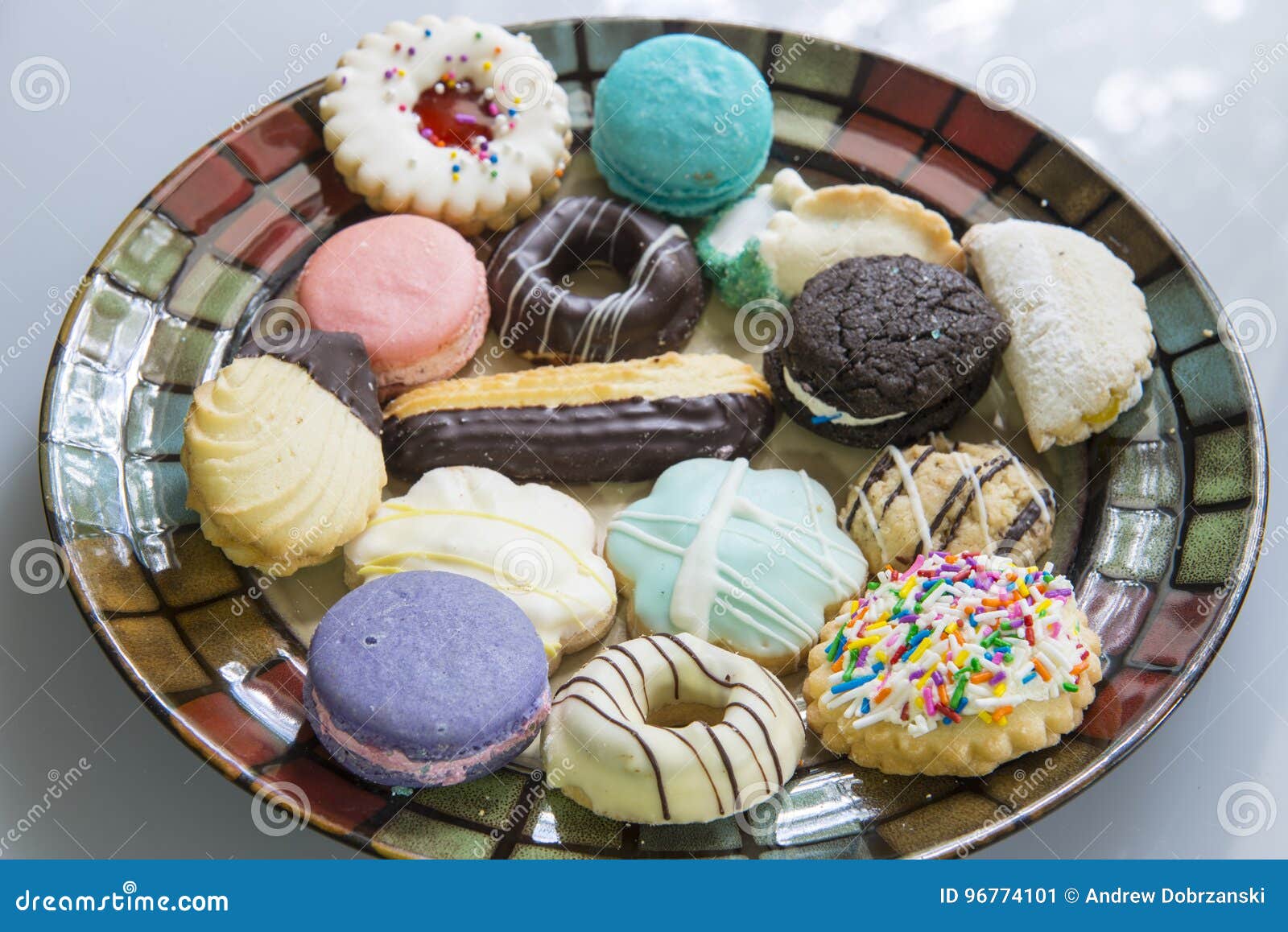 Fancy Cookies on a Plate. stock image. Image of fancy - 96774101