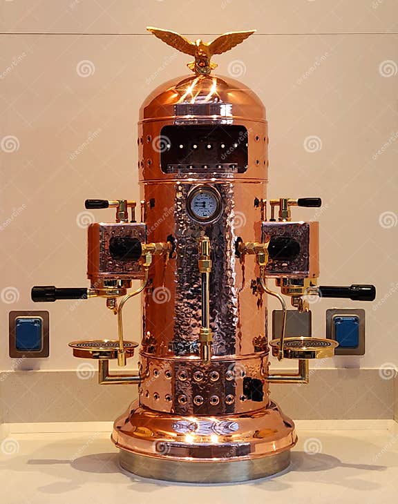 Fancy Copper Espresso Machine with Multiple Controls Stock Image ...