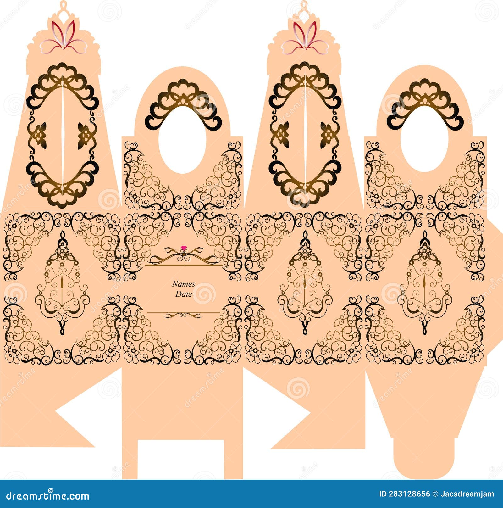 Fancy Cube Favor Box (Cake Box) Stock Vector - Illustration of shape ...