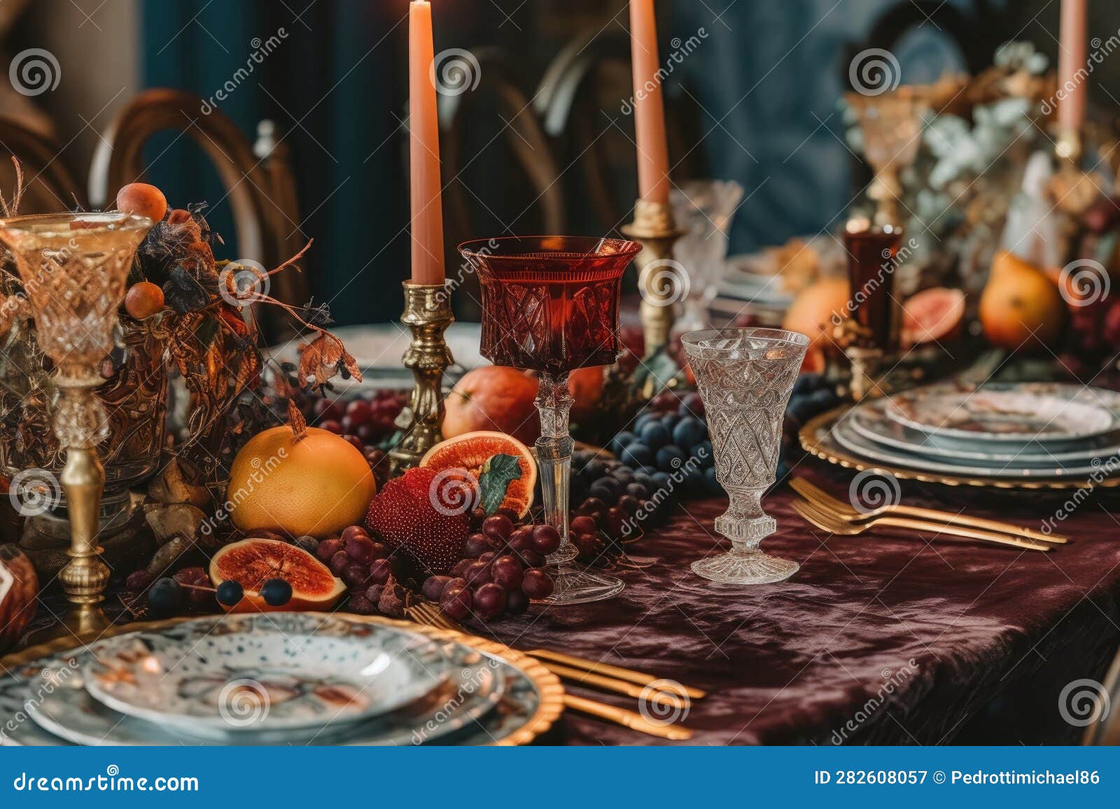 Fancy dinner stock illustration. Illustration of wine - 282608057