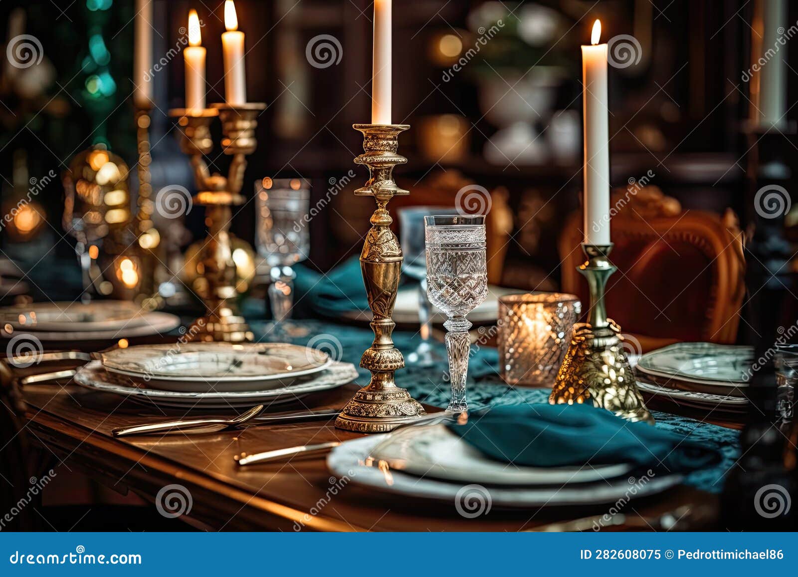 Fancy dinner stock illustration. Illustration of upscale - 282608075