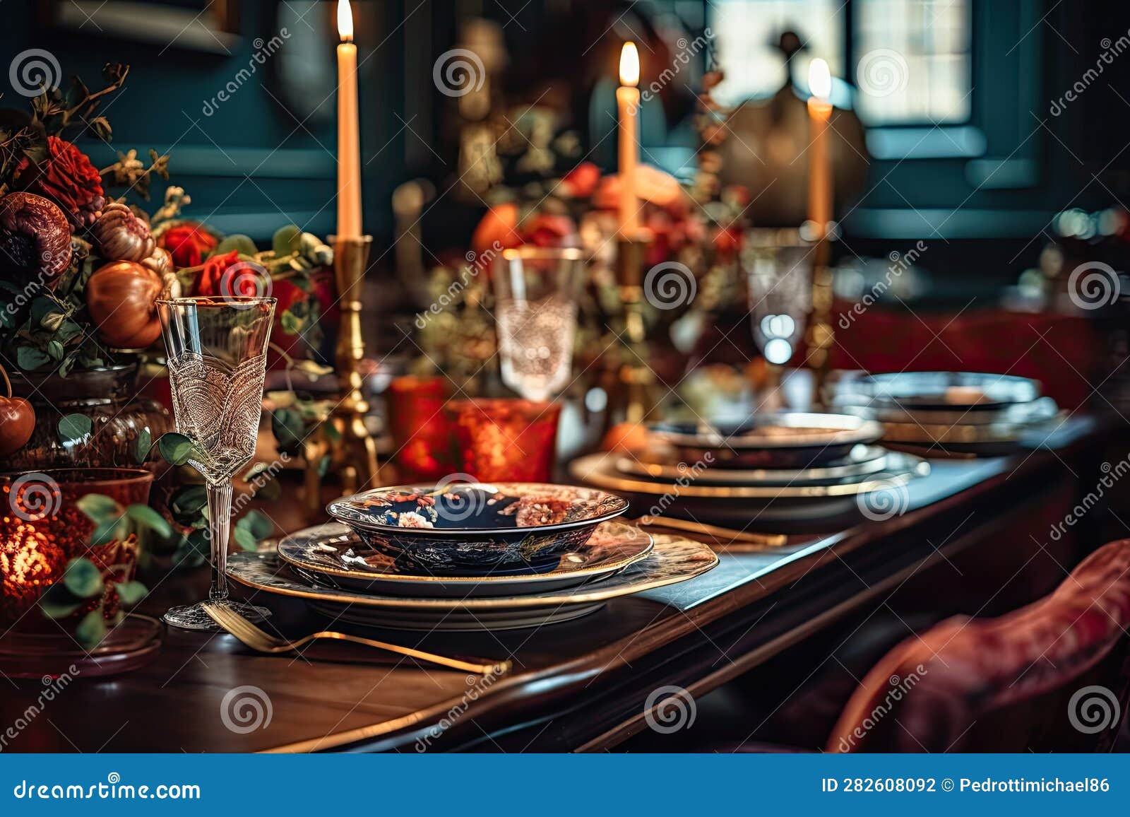 Fancy dinner stock illustration. Illustration of delicious - 282608092