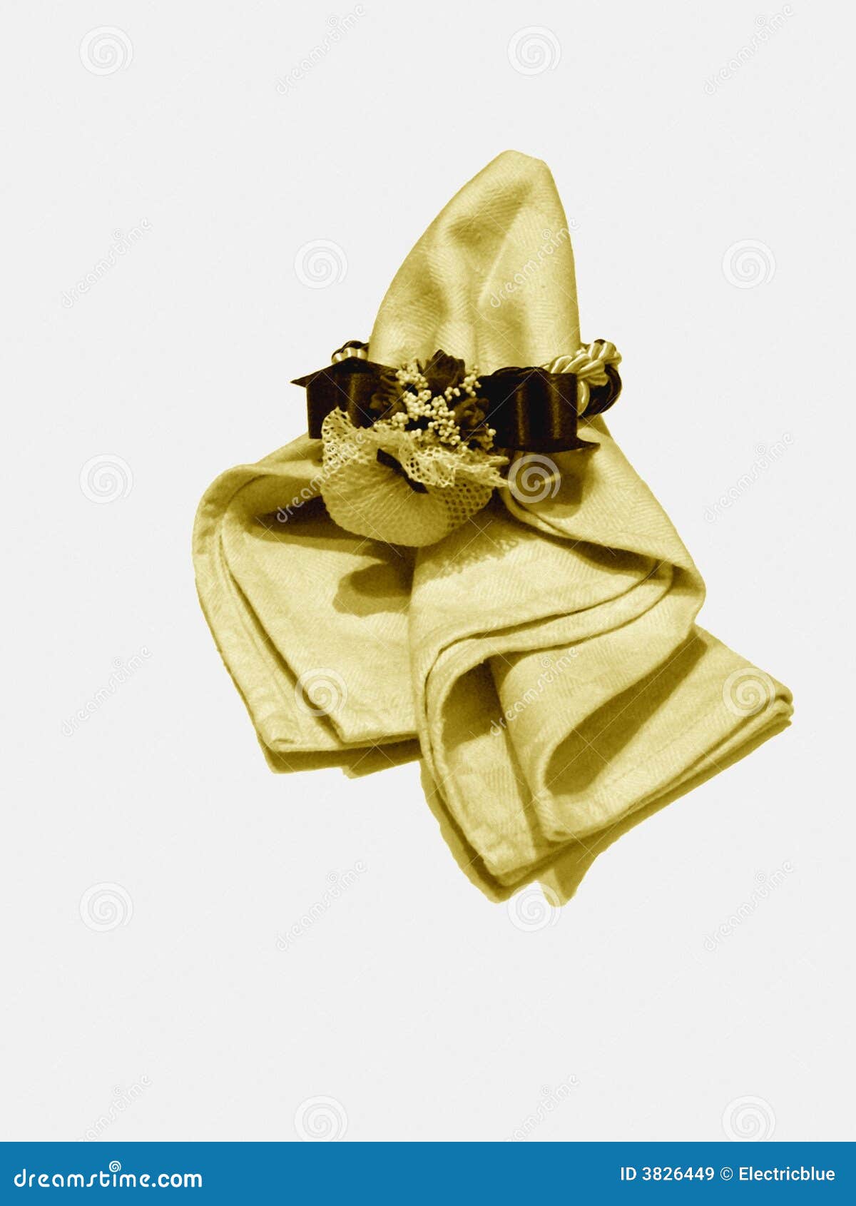 Fancy Dinner Napkin stock image. Image of gold, isolated - 3826449