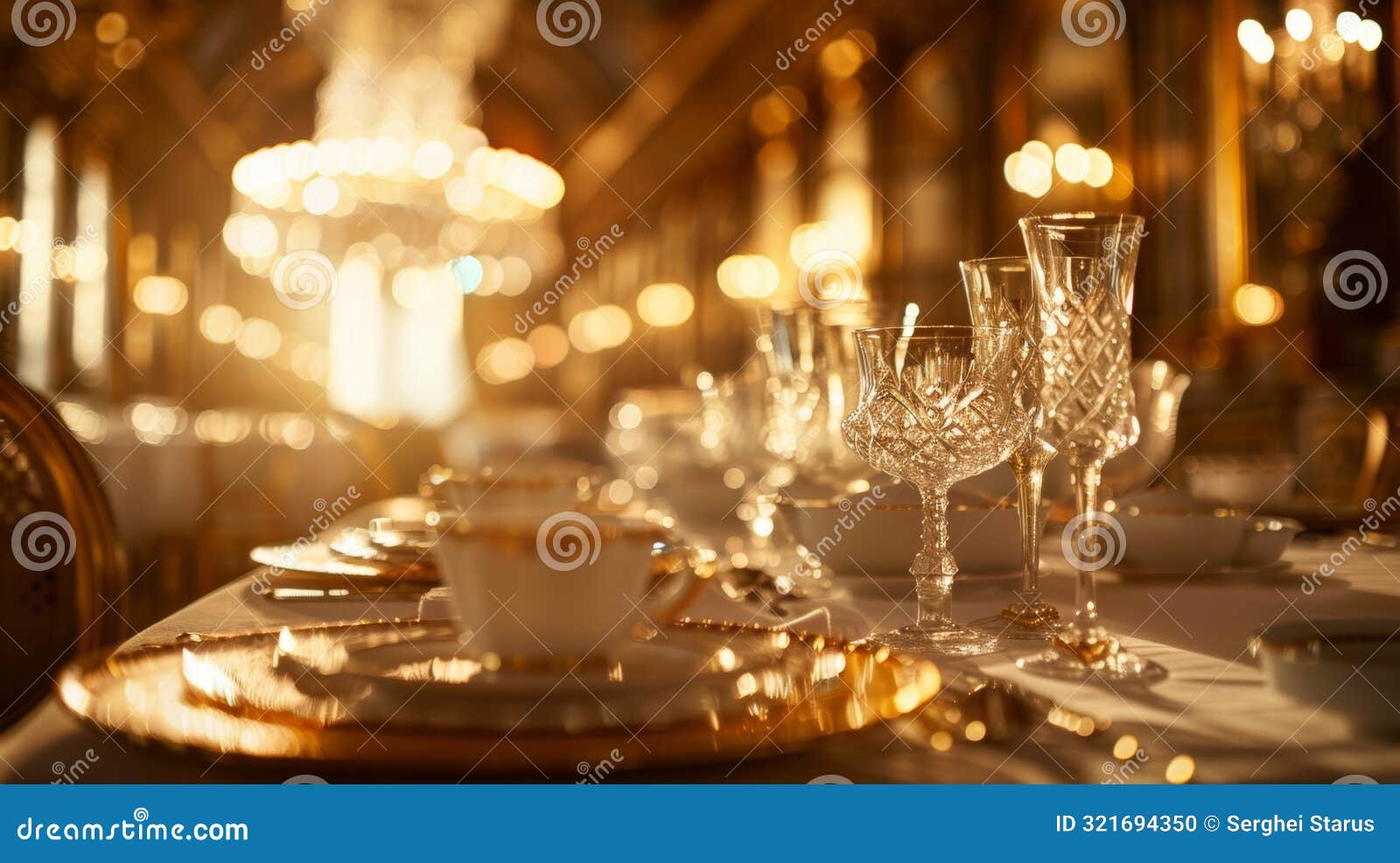 A Fancy Dinner Table with a Lot of Glasses and Plates, AI Stock Photo ...