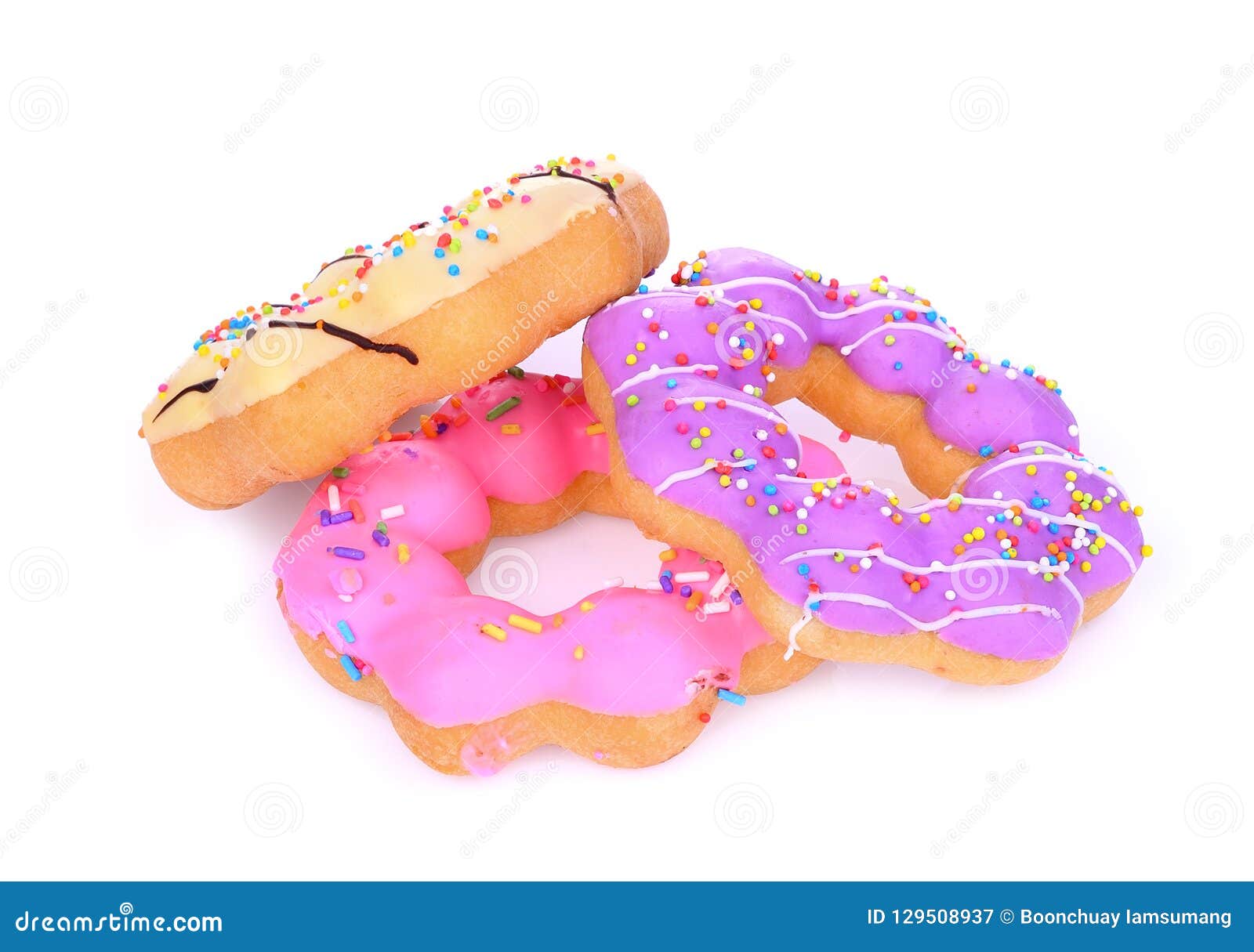 Fancy Donut Isolated on a White Stock Image - Image of fried, brown ...