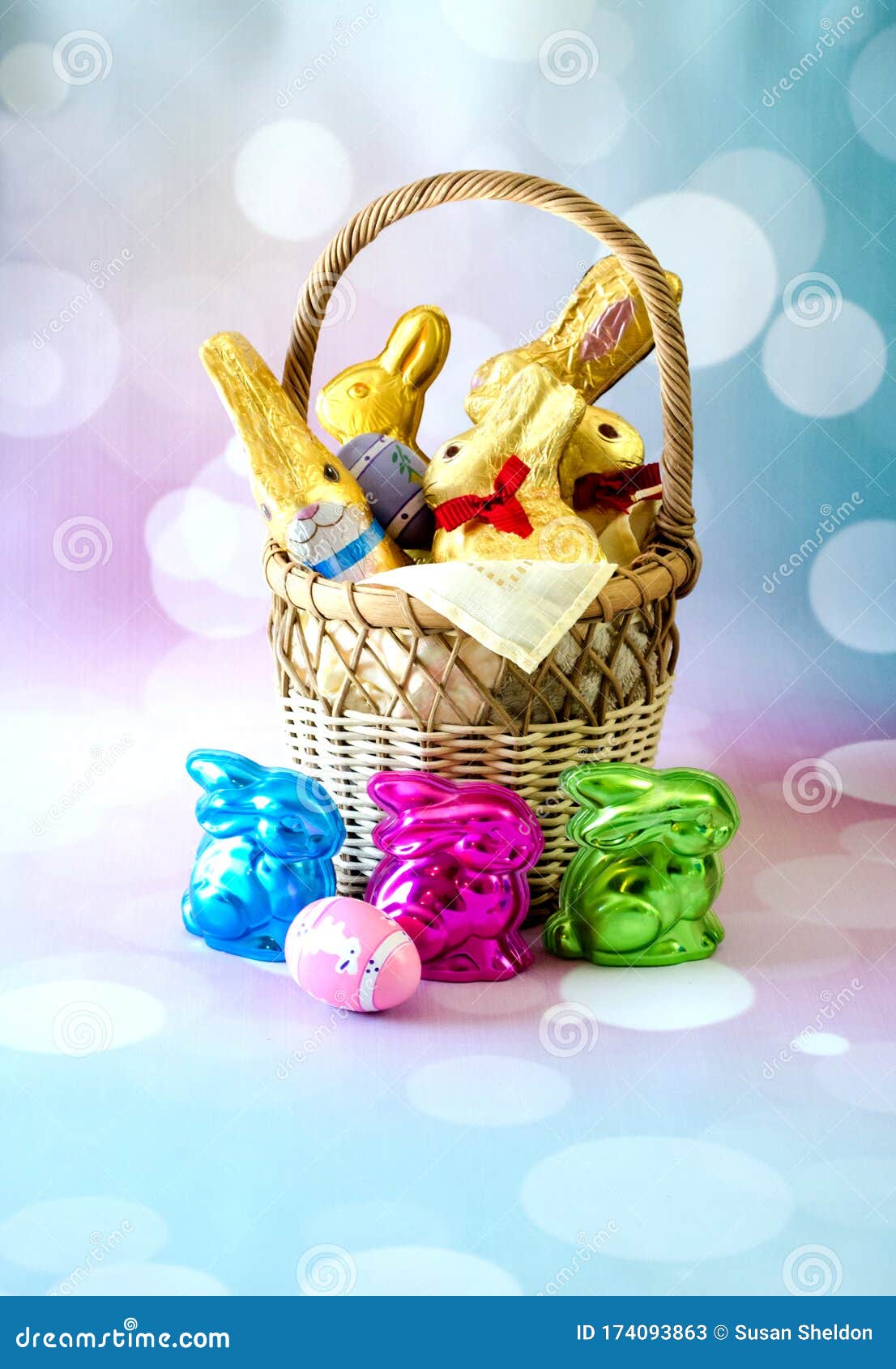 Fancy Easter Basket Filled with Chocolate Bunnies Stock Image - Image ...