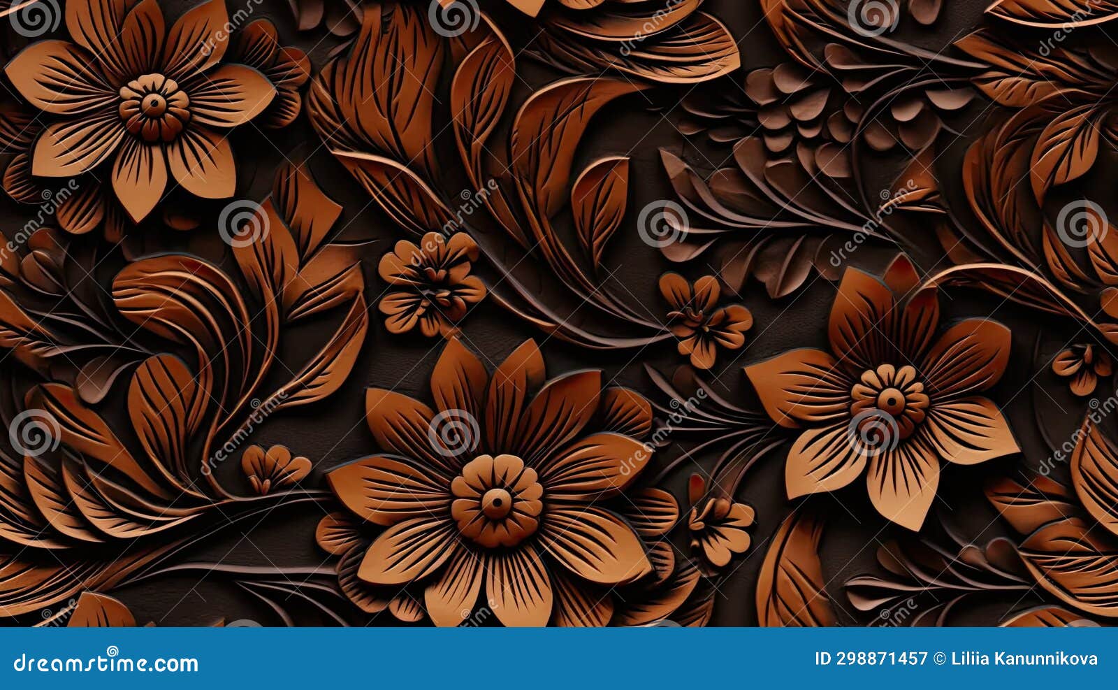 A Fancy Embossed Leather Background with Intricate Floral and Cowboy ...