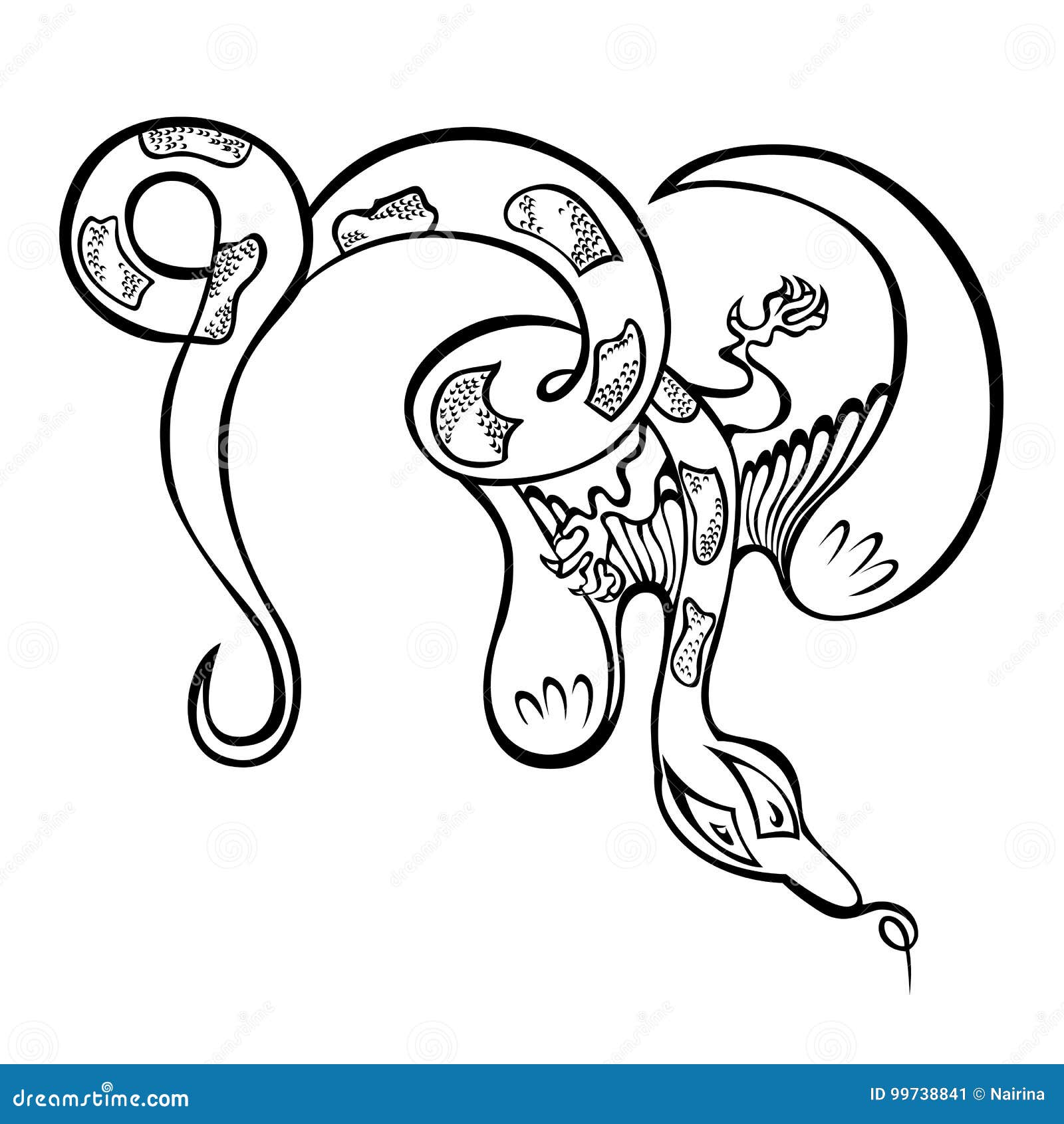 Fancy Fabulous Flying Animal Dragon Serpent Stock Vector - Illustration ...