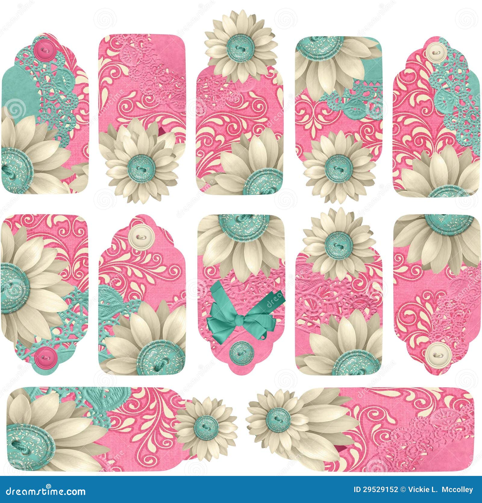 Fancy Flourish Gift Tag Tabs Stock Illustration - Illustration of lace ...