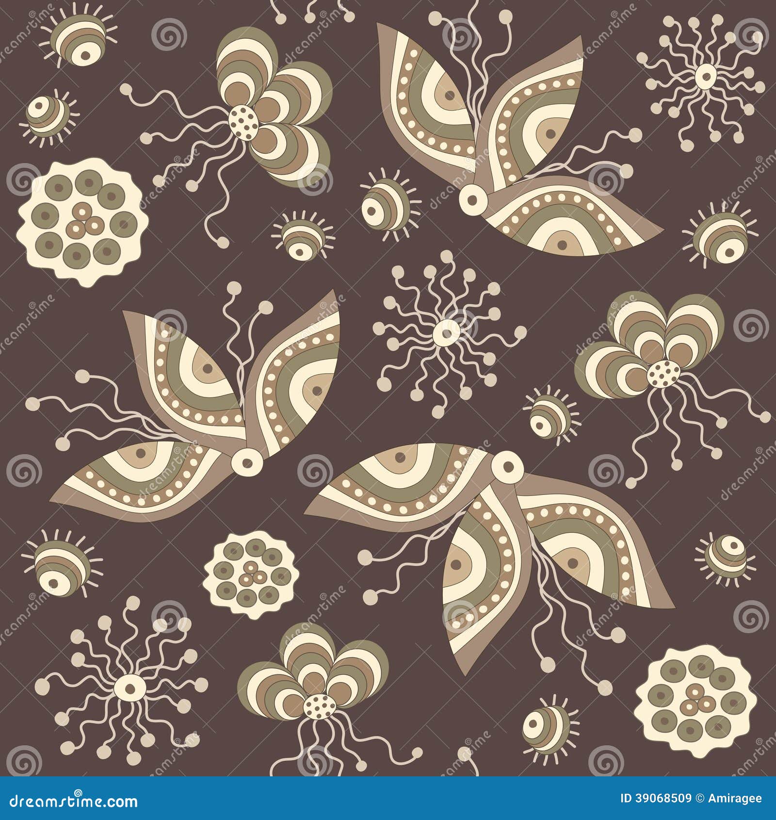 Fancy flowers and leaves stock vector. Illustration of handmade - 39068509