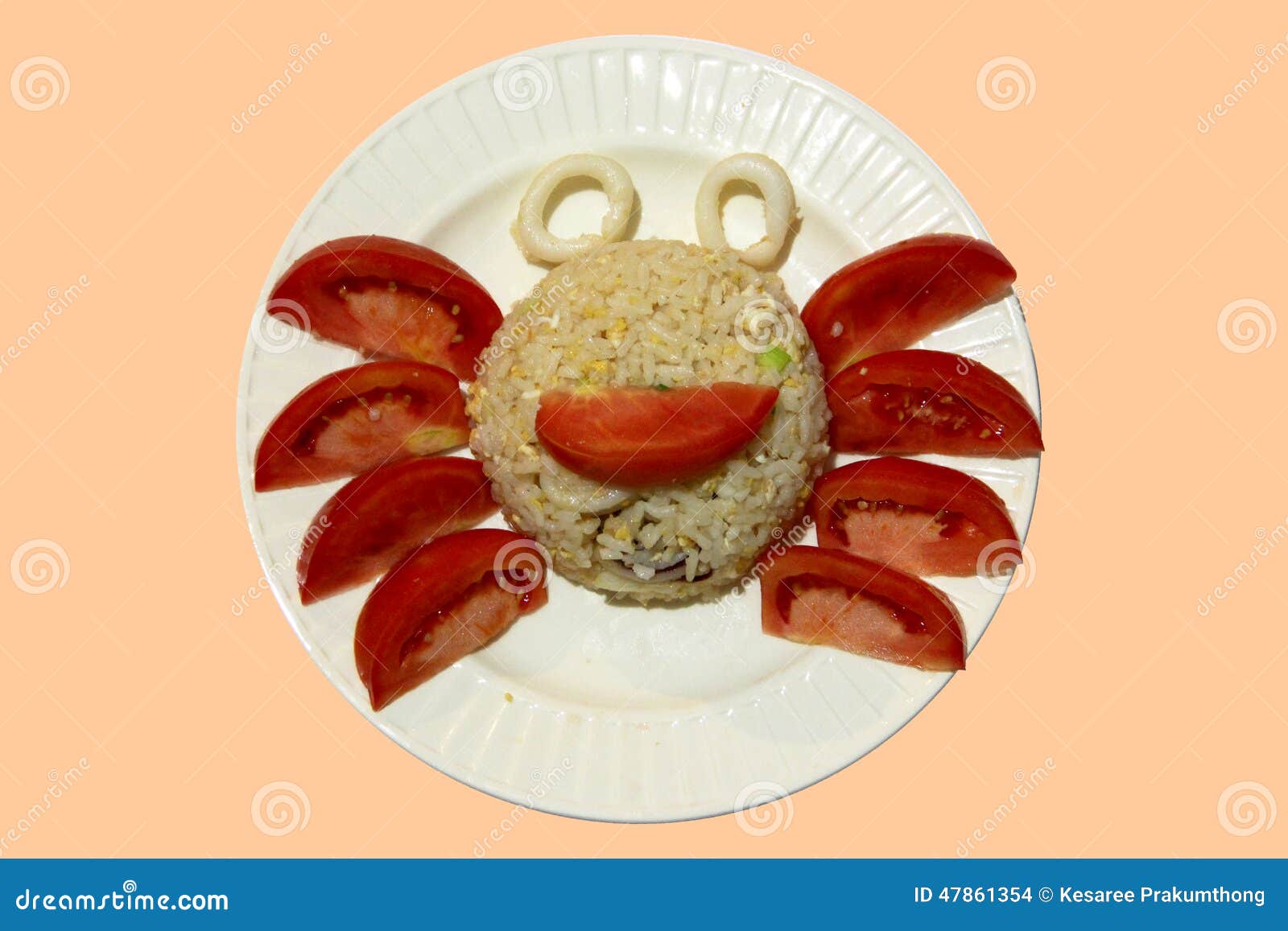 Fancy Fried Rice in Crab Shape Stock Photo - Image of playful ...