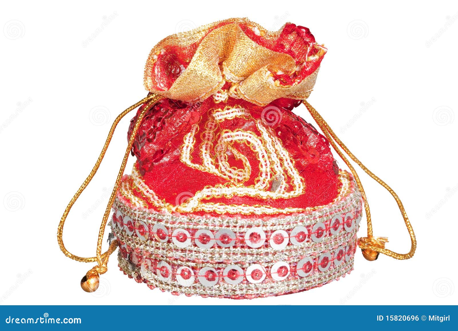 Fancy Gift Pouch, Isolated, White Stock Photo - Image of gold, event ...