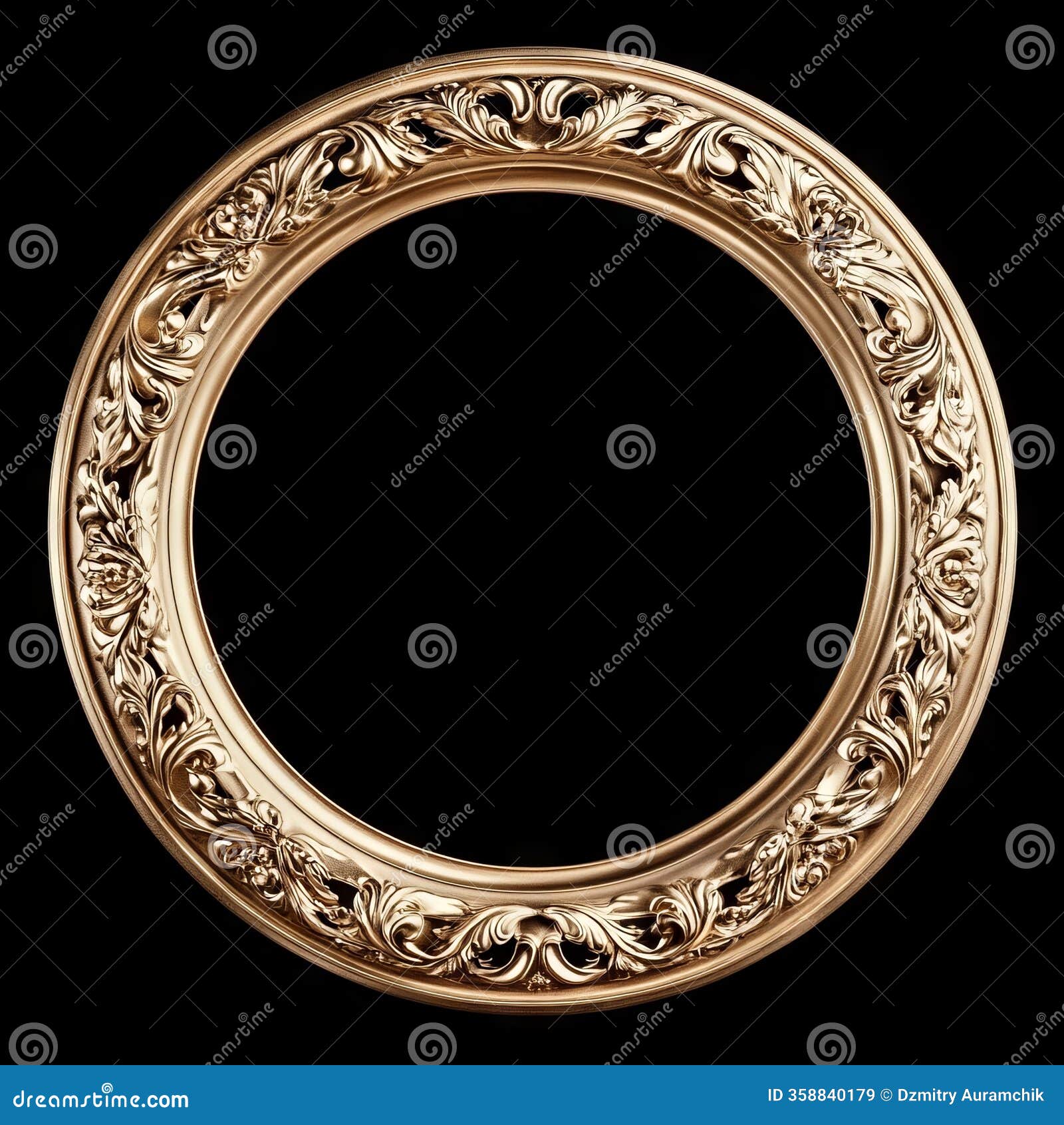 A Fancy Golden Circular Frame on a Dark Background Stock Image - Image ...