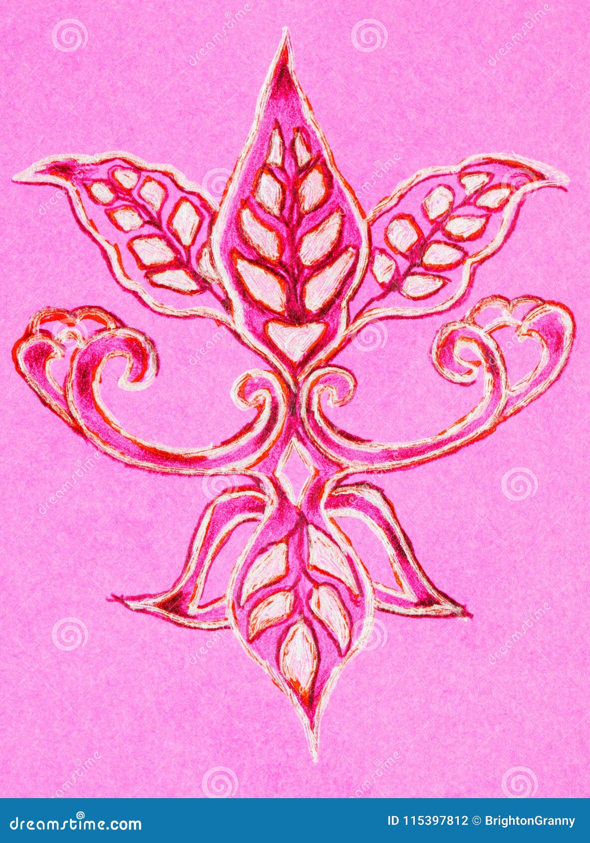 Elaborate Colored Leaf Pattern. Stock Illustration - Illustration of ...