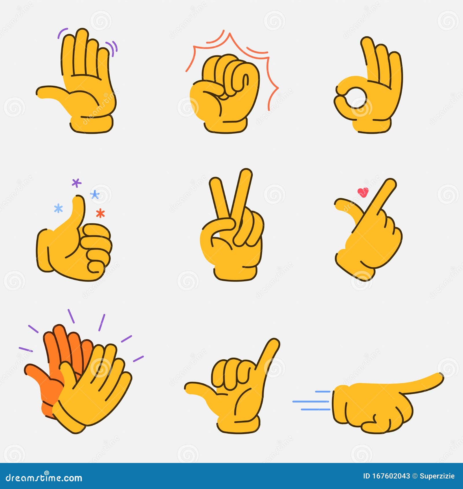 Assorted Hand Signals Vector Illustration | CartoonDealer.com #10138790