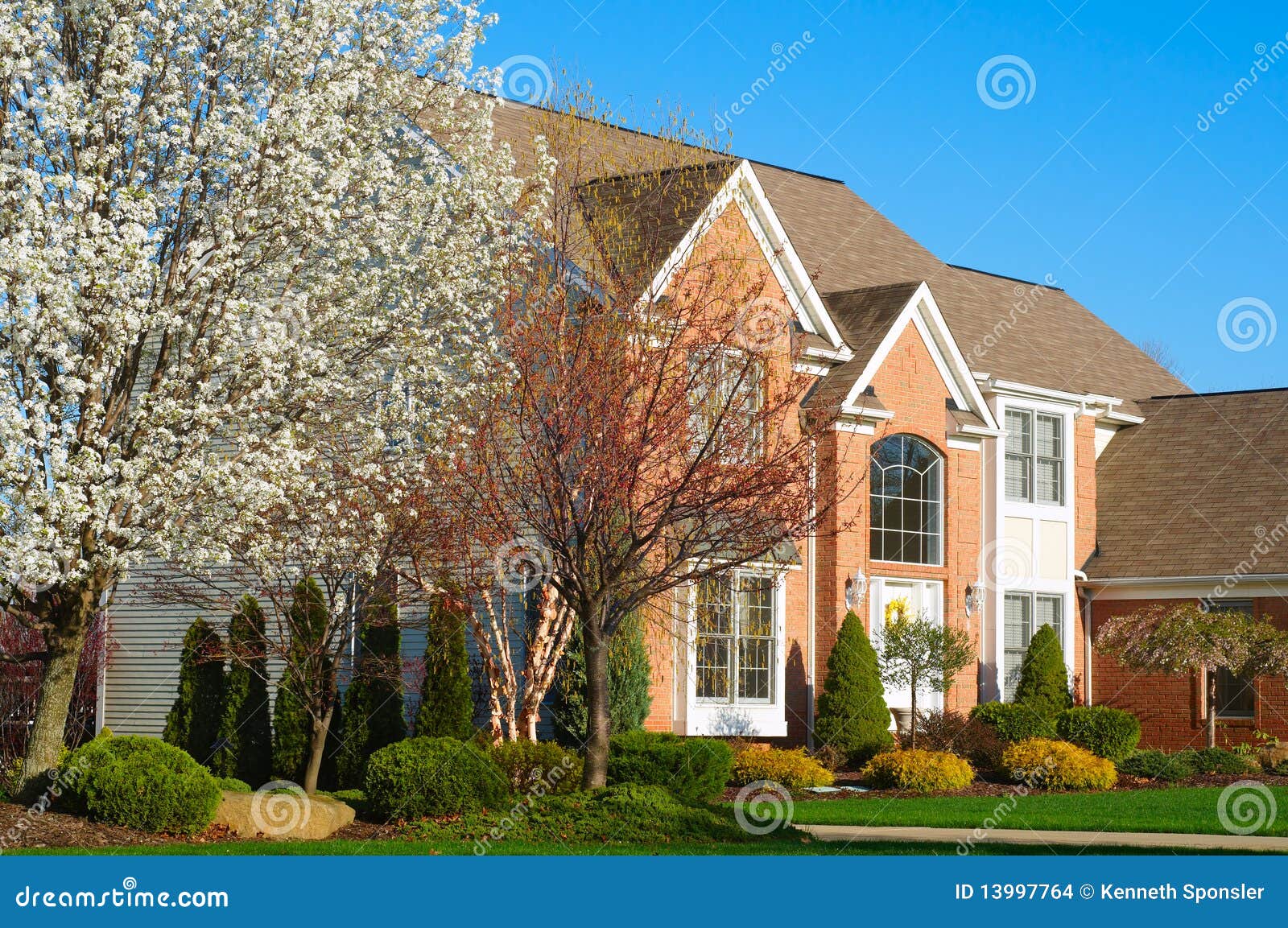 Fancy Home in Spring stock photo. Image of large, glass - 13997764