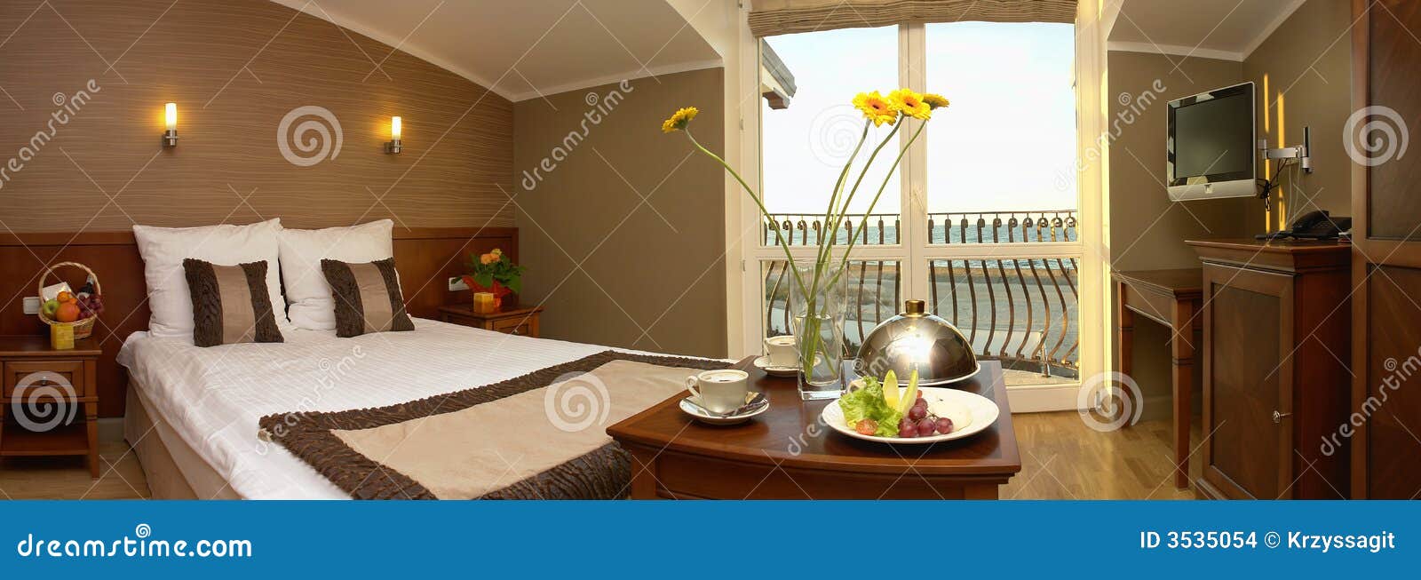 Fancy hotel room with meal stock photo. Image of brown - 3535054
