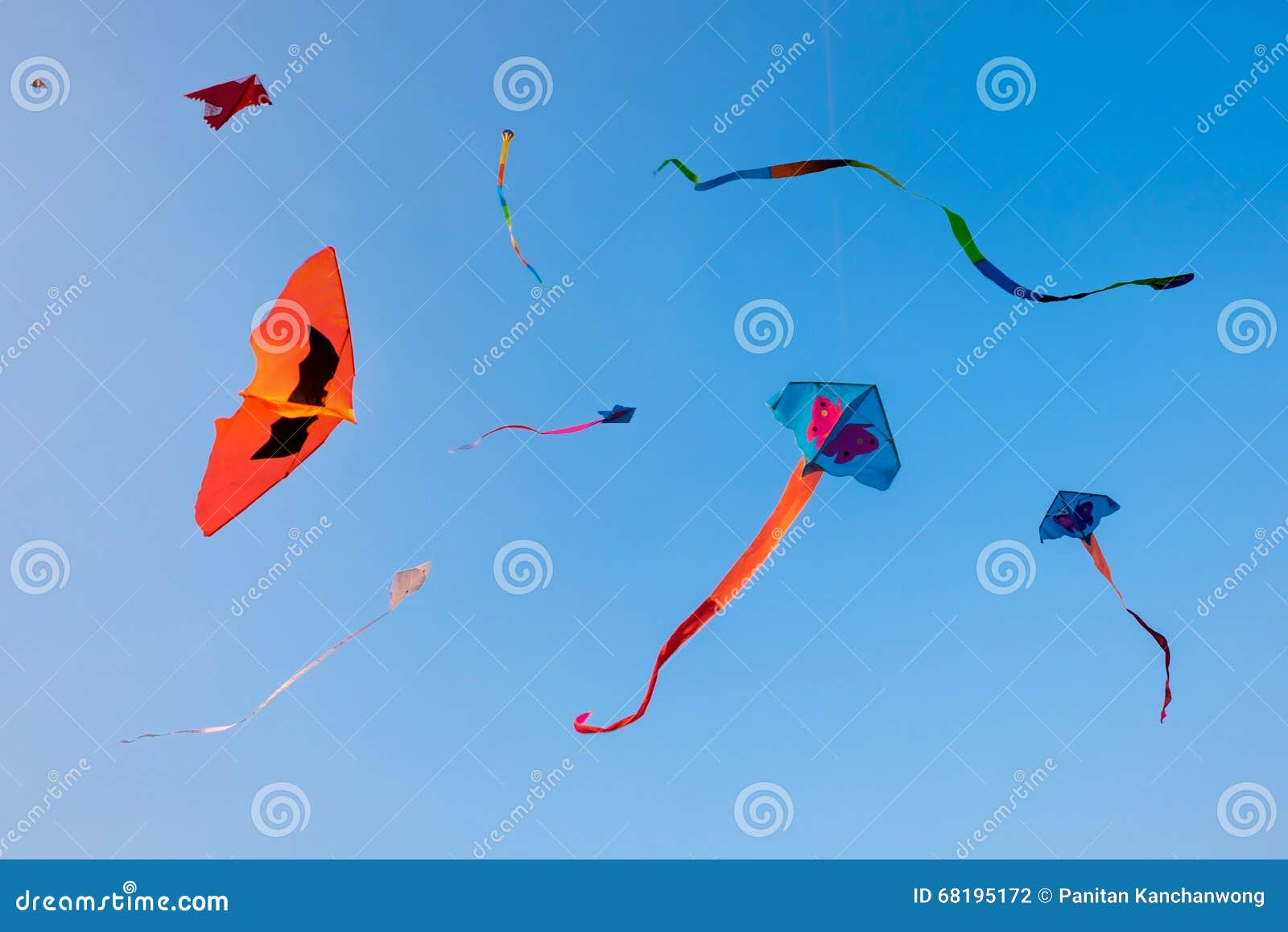 Fancy Kites Against on a Blue Sky Stock Photo - Image of kite, leisure ...