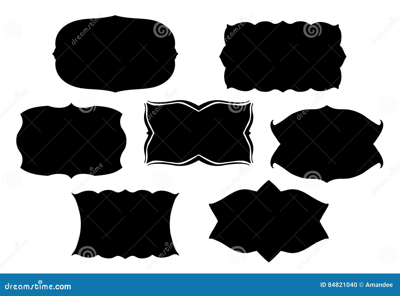 Fancy Labels or Tags with Symmetrical Borders and Vintage Retro Style ...