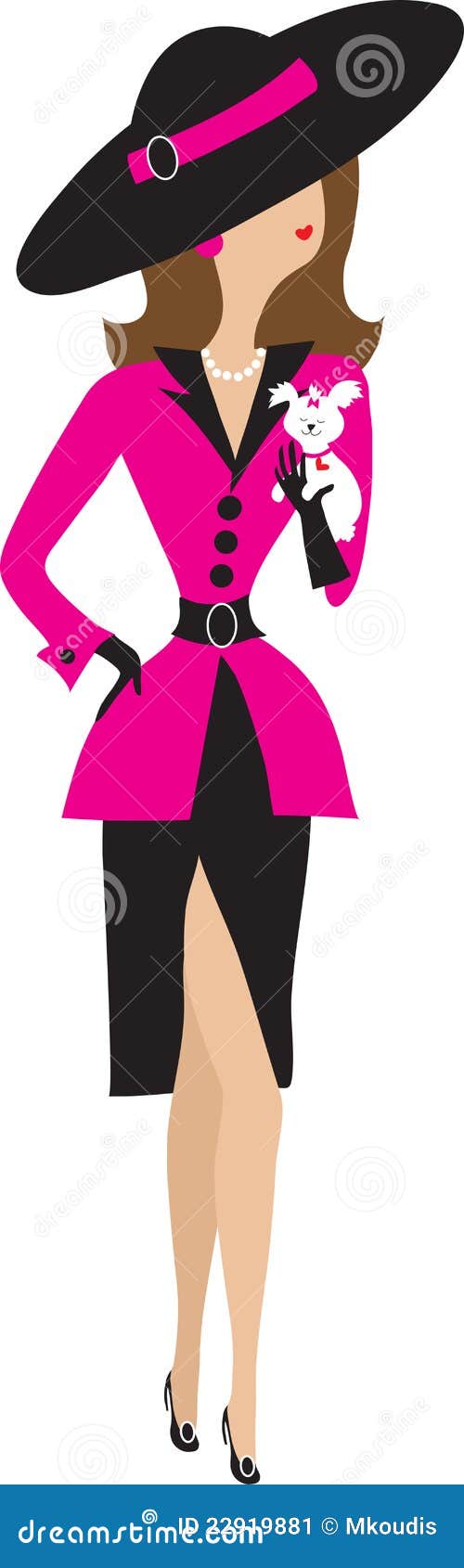 Fancy Lady and Puppy stock illustration. Illustration of glamor - 22919881