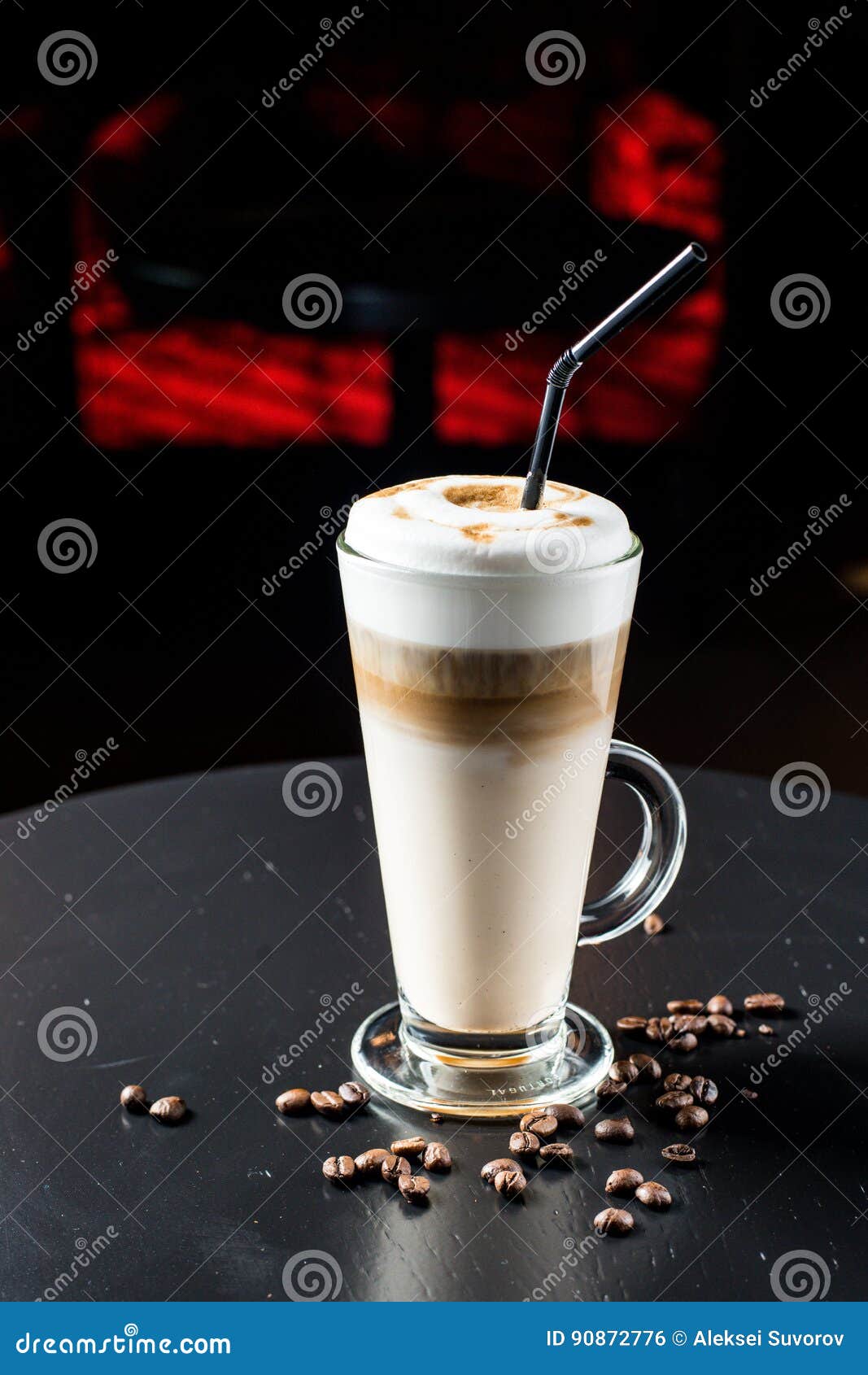 Fancy Latte Coffee in Glass Stock Photo - Image of black, cream: 90872776