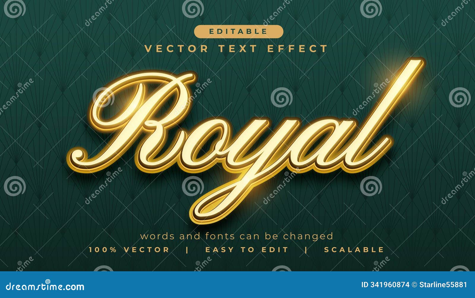 Fancy Lettering Golden Royal Text Effect Editable Template Stock ...