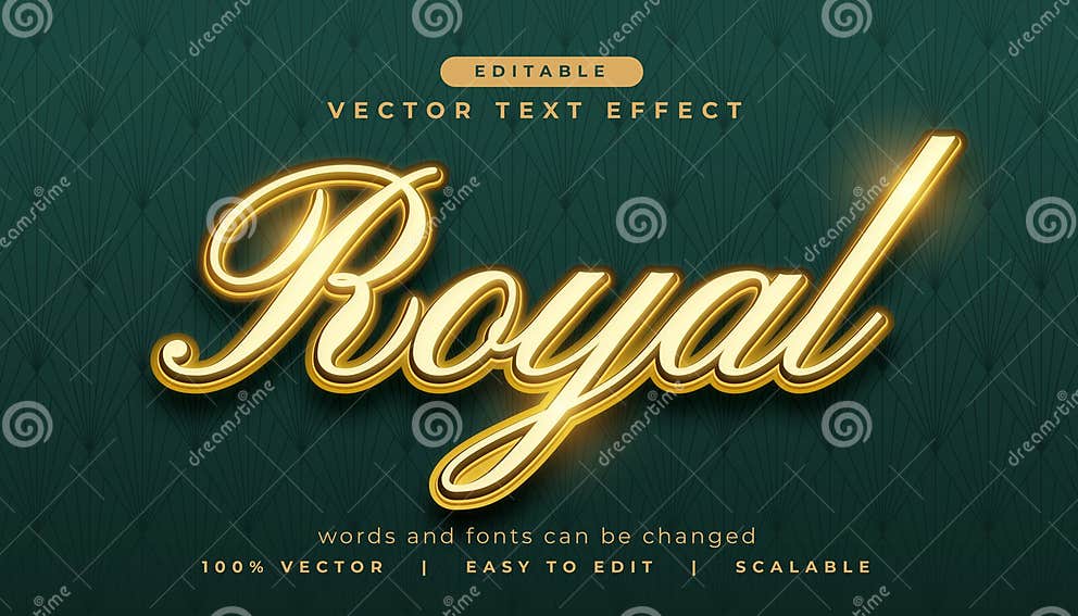 Fancy Lettering Golden Royal Text Effect Editable Template Stock ...