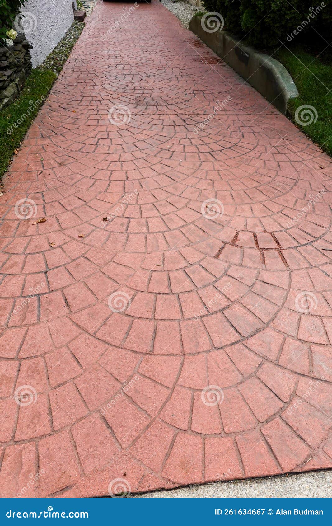 Fancy Long Red Brick Color Pattern Sidewalk Stock Image - Image of ...
