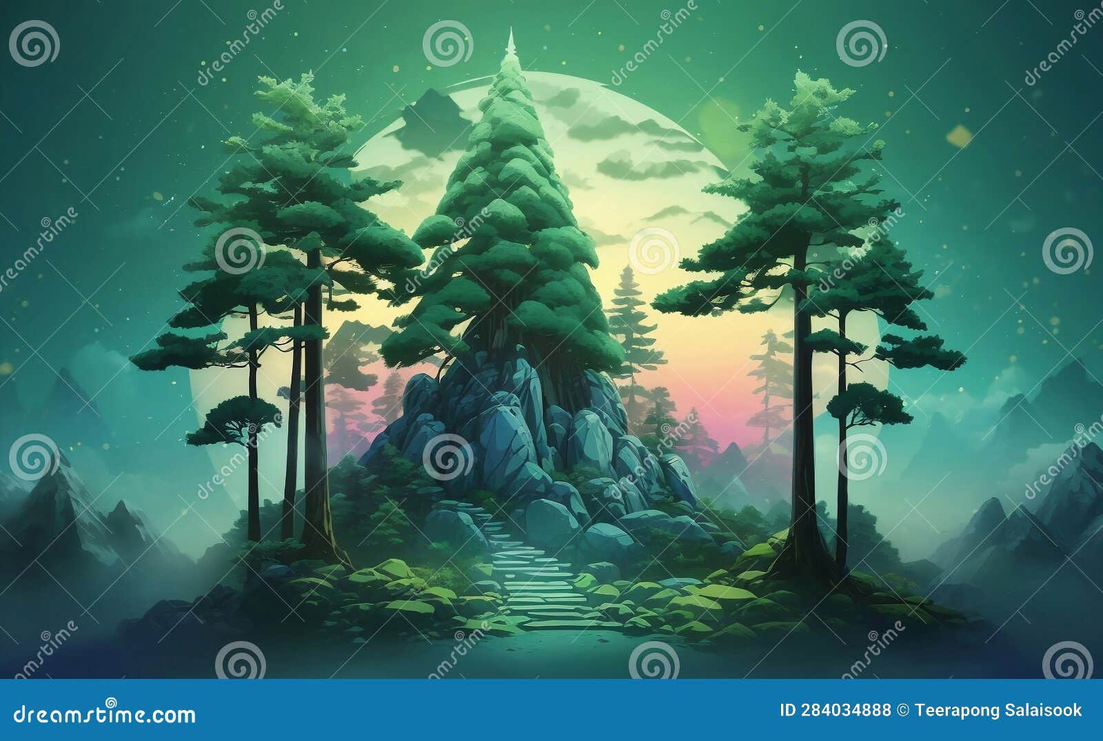 A Fancy Magical Beautiful Nature, Generative AI Illustration Stock ...