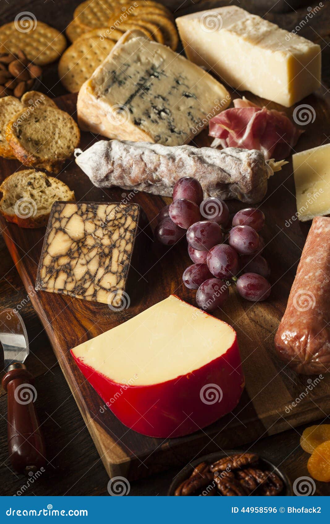 Fancy Meat and Cheeseboard with Fruit Stock Photo - Image of dairy ...
