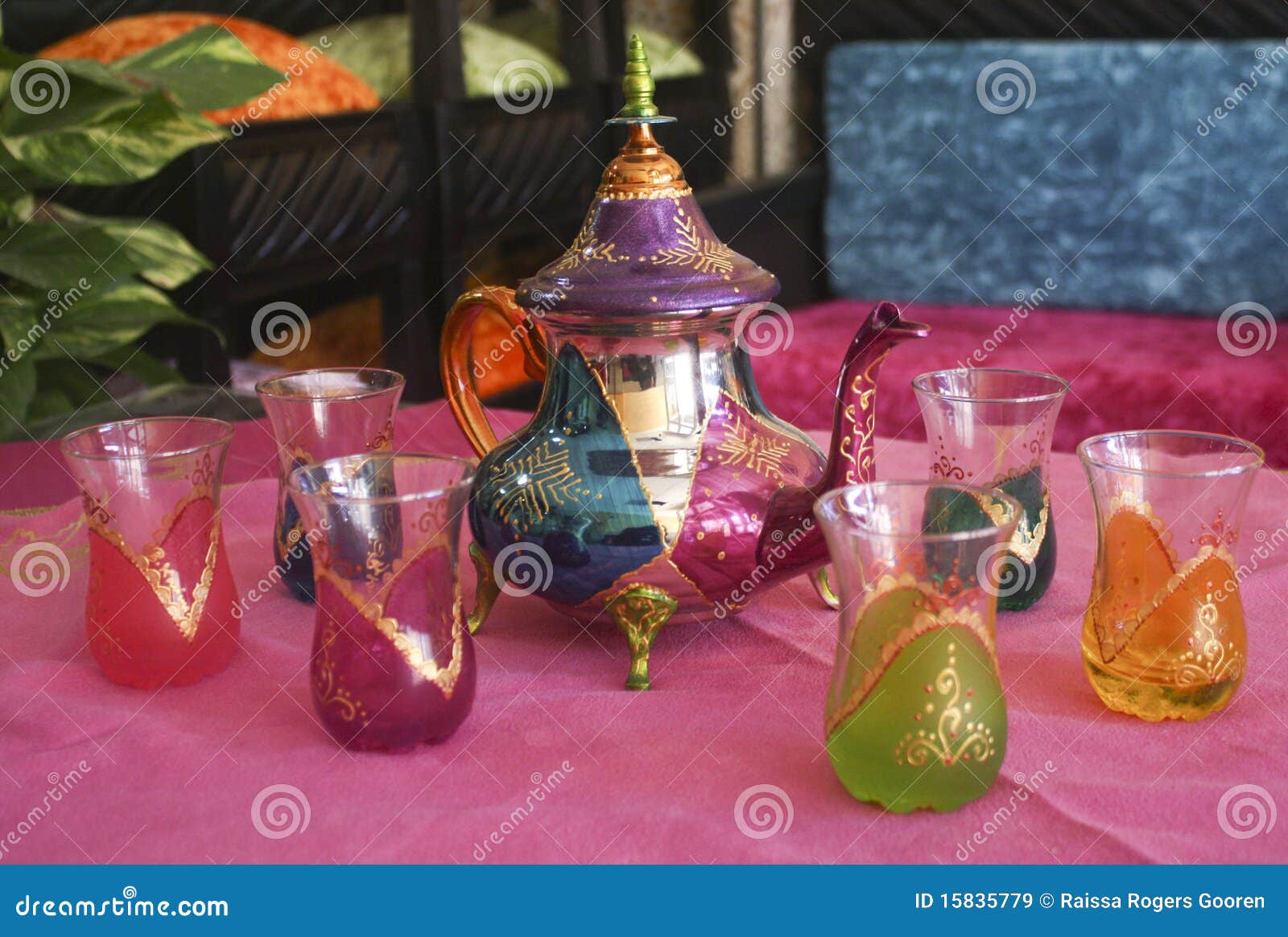 Fancy Moroccan teaset stock image. Image of beverage - 15835779