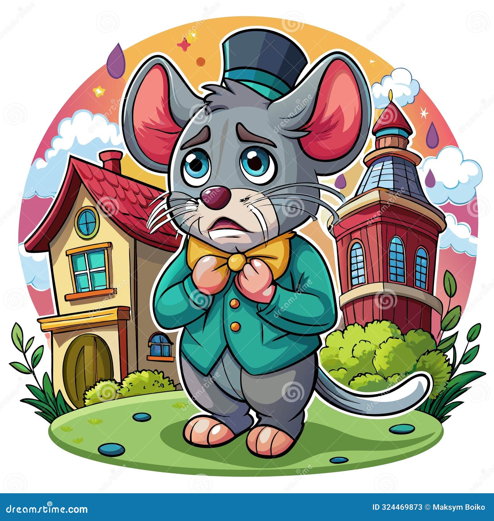 Fancy Mouse Timid Cries House Vector Stock Illustration - Illustration ...