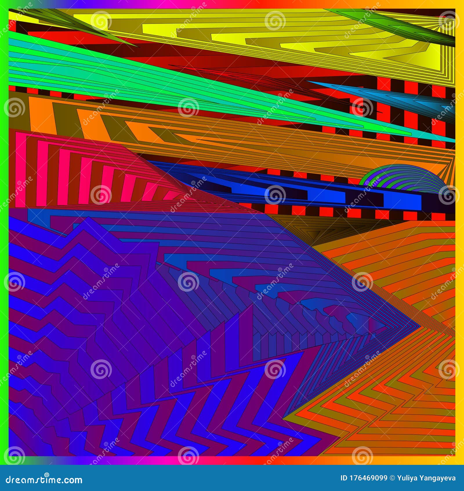 Fancy Neon Landscap Stylised Pink Mountains, Sea And Sun Vector ...