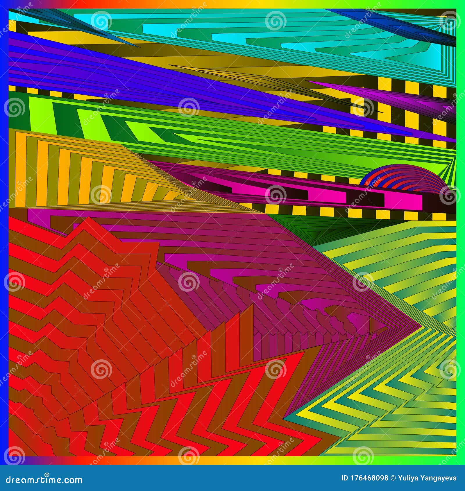 Fancy Neon Landscap Stylised Pink Mountains, Sea And Sun Vector ...