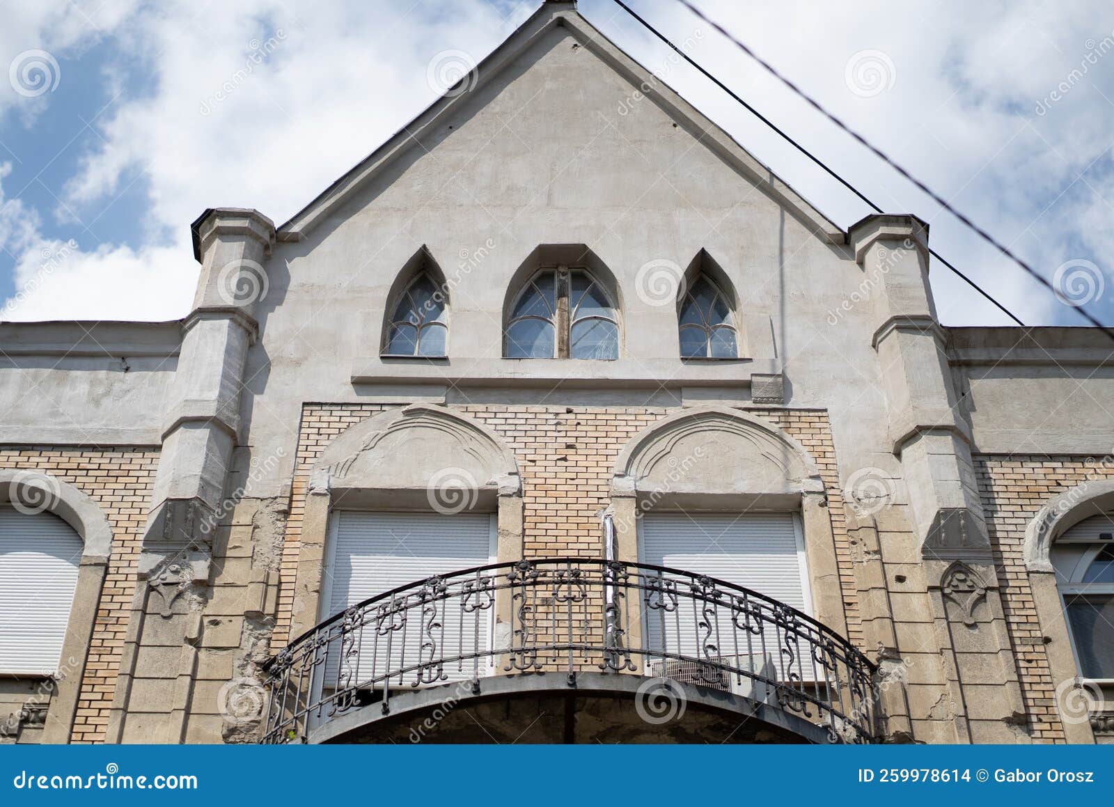 Fancy Old Designed Symmetrical Building with an Elegant Balcony Stock ...