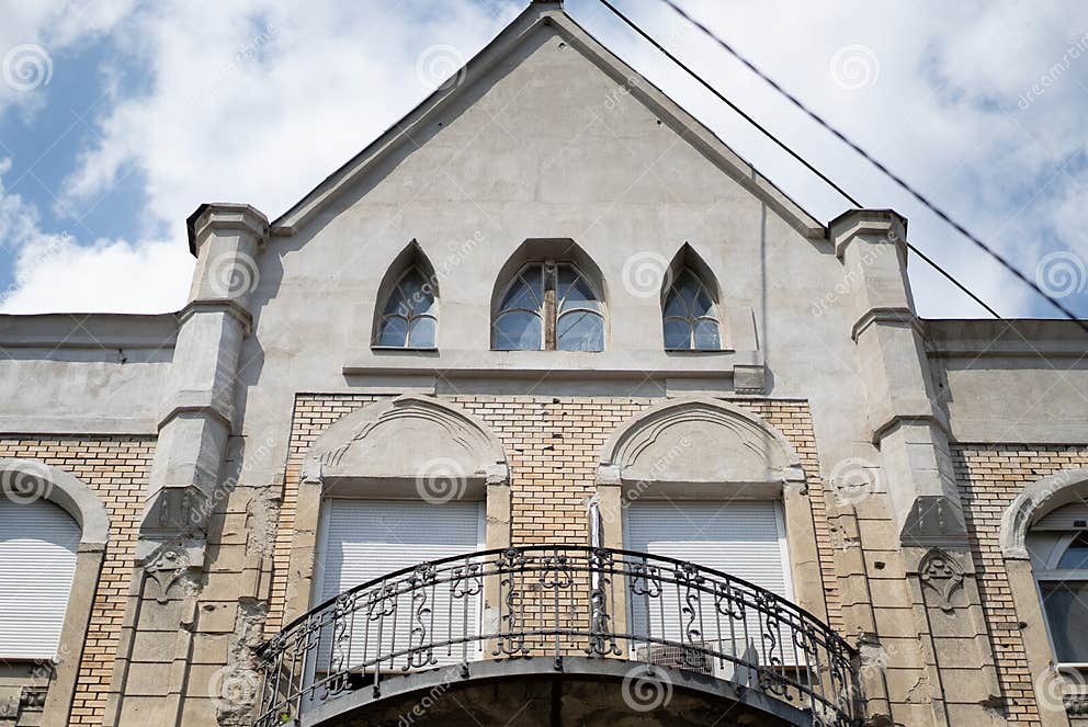 Fancy Old Designed Symmetrical Building with an Elegant Balcony Stock ...