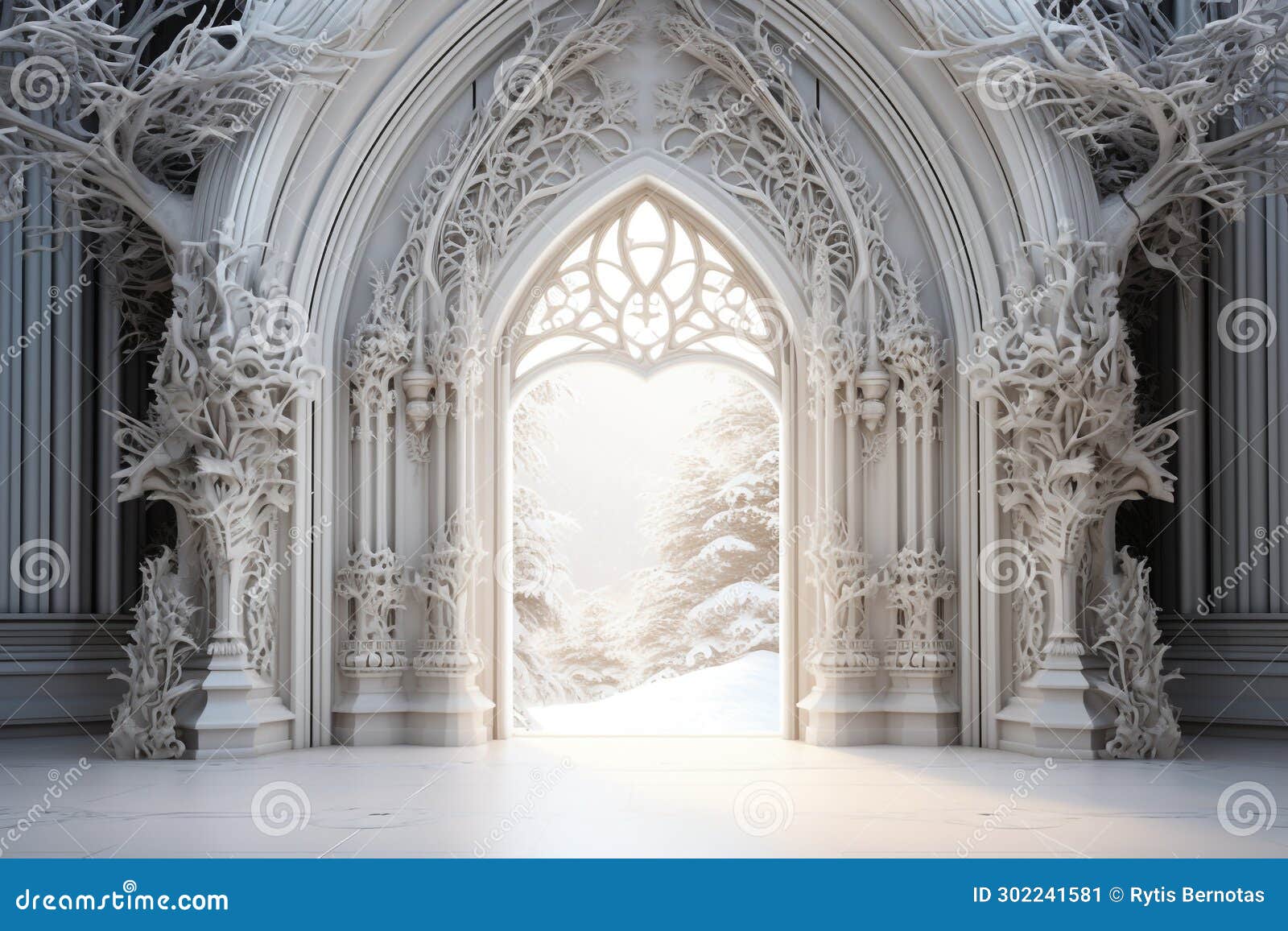 Fancy Open Doors into Magical Fantasy World Illustration Stock ...