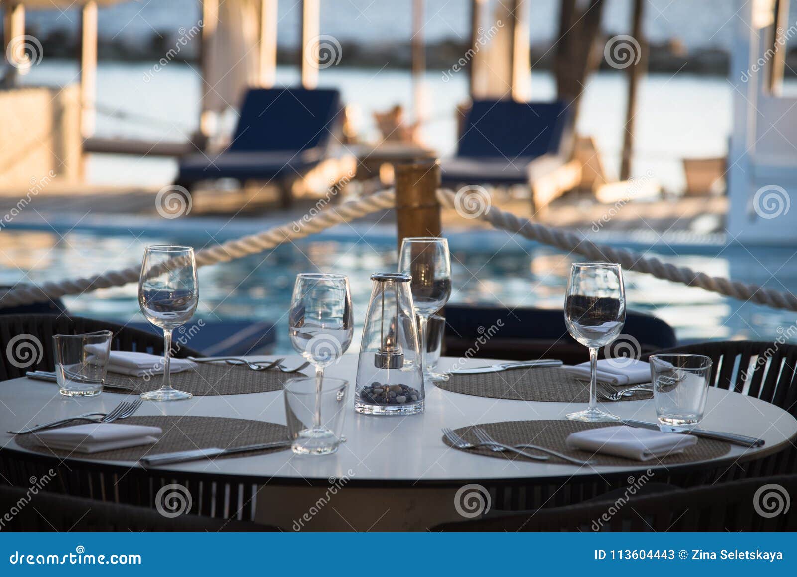 Fancy Outdoor Restaurant Table Setting Stock Image - Image of knife ...